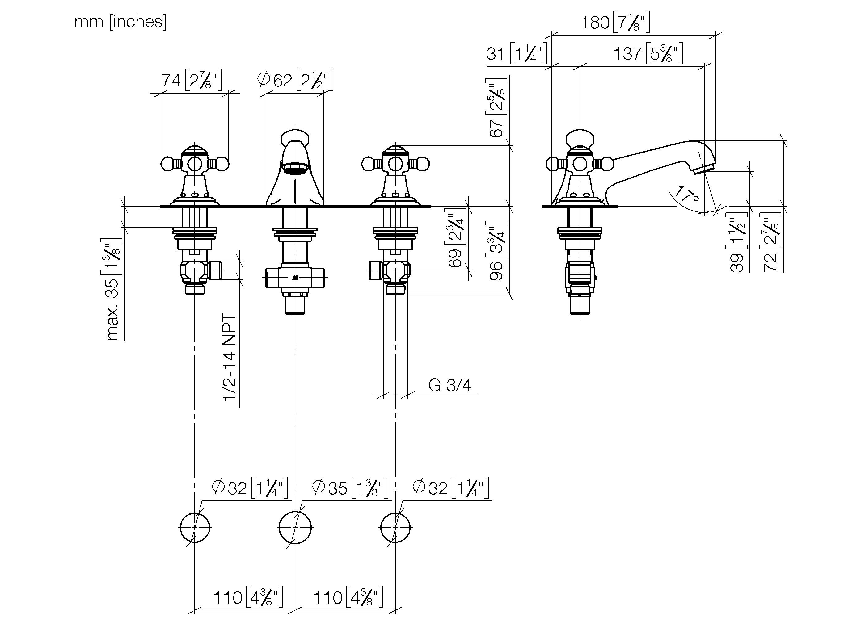 MADISON 20700360 Robinet pour lavabo 3 trous By Dornbracht