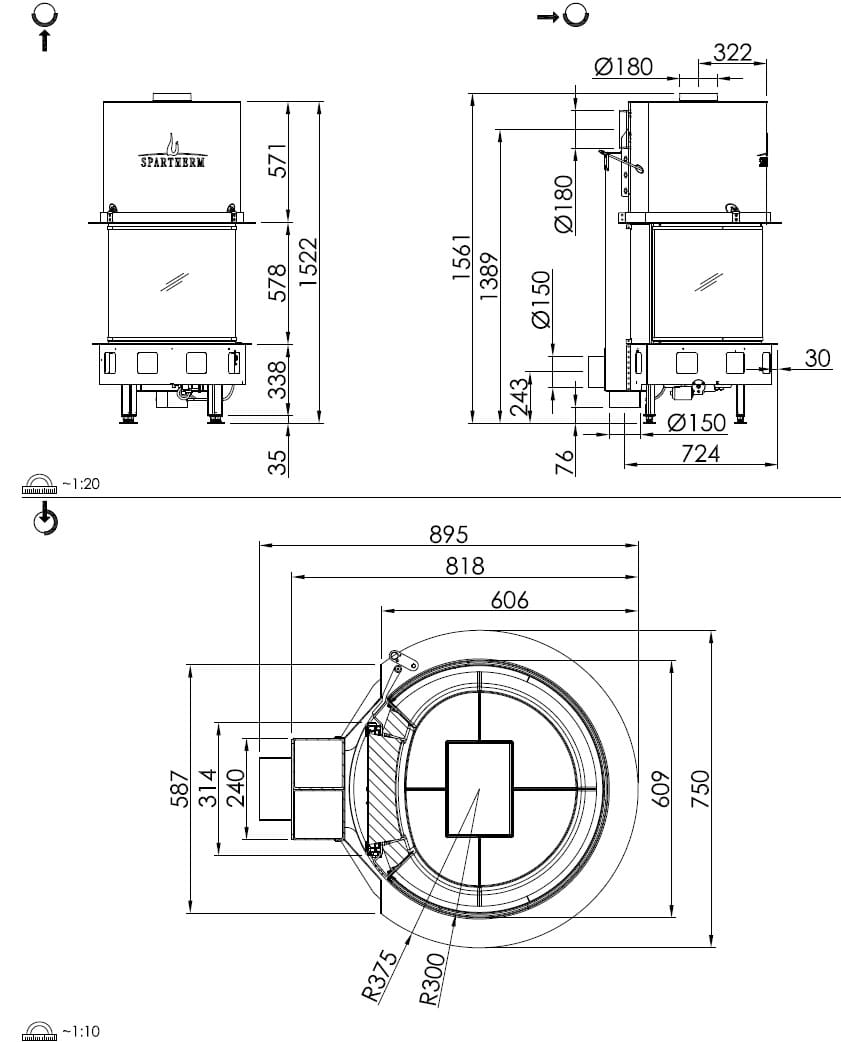 Fireplace insert with Panoramic Glass MAGIC By SPARTHERM