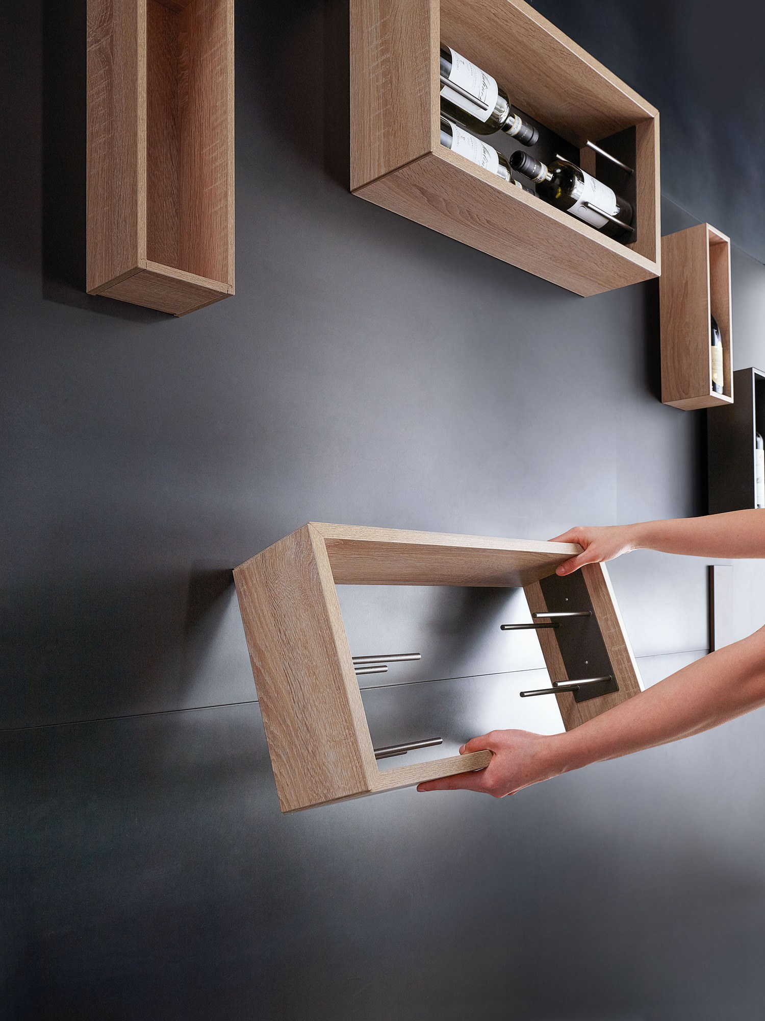 Modular sectional storage wall MAGNETIKA SYSTEM By Ronda Design