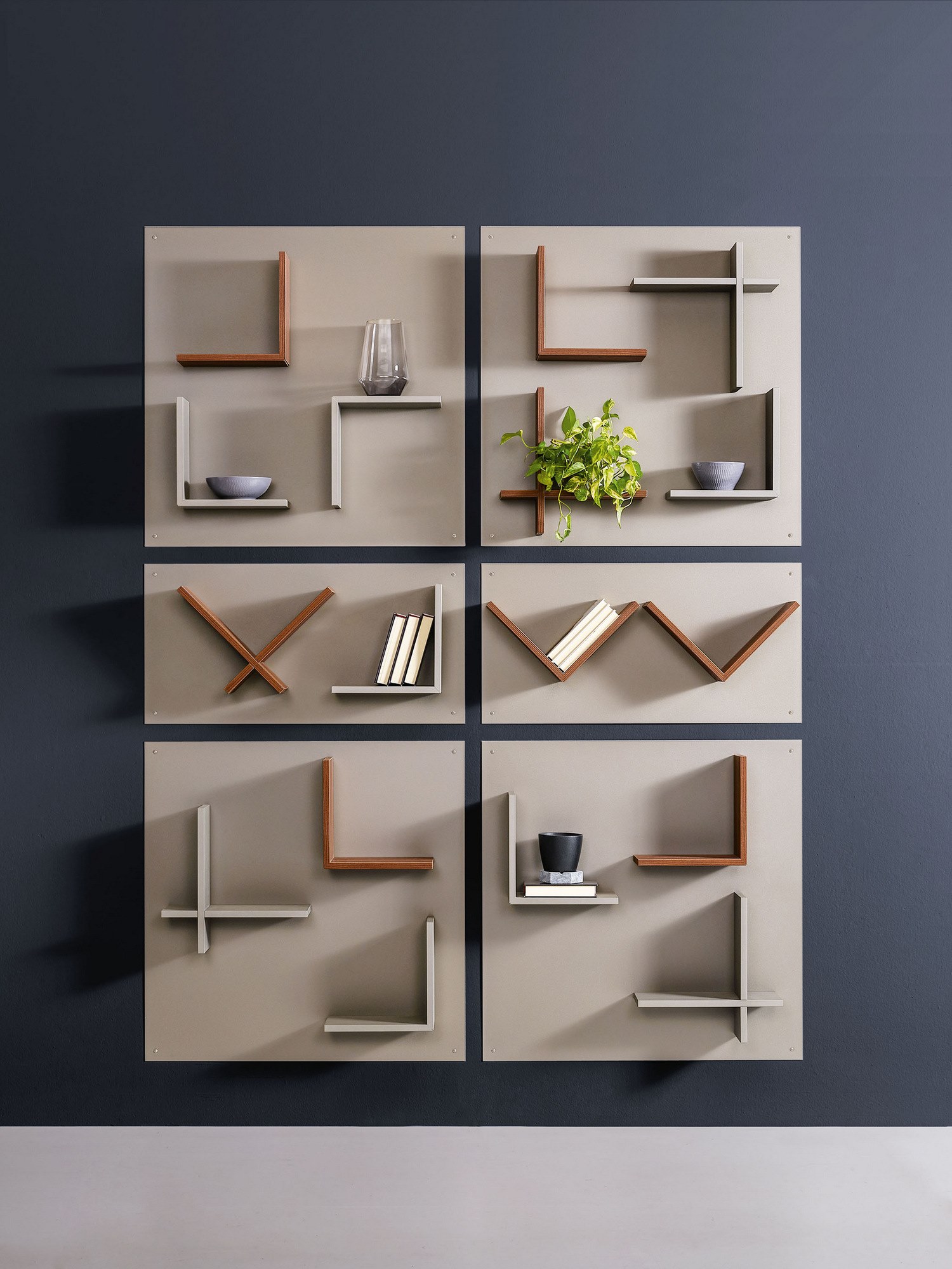 Modular sectional storage wall MAGNETIKA SYSTEM By Ronda Design