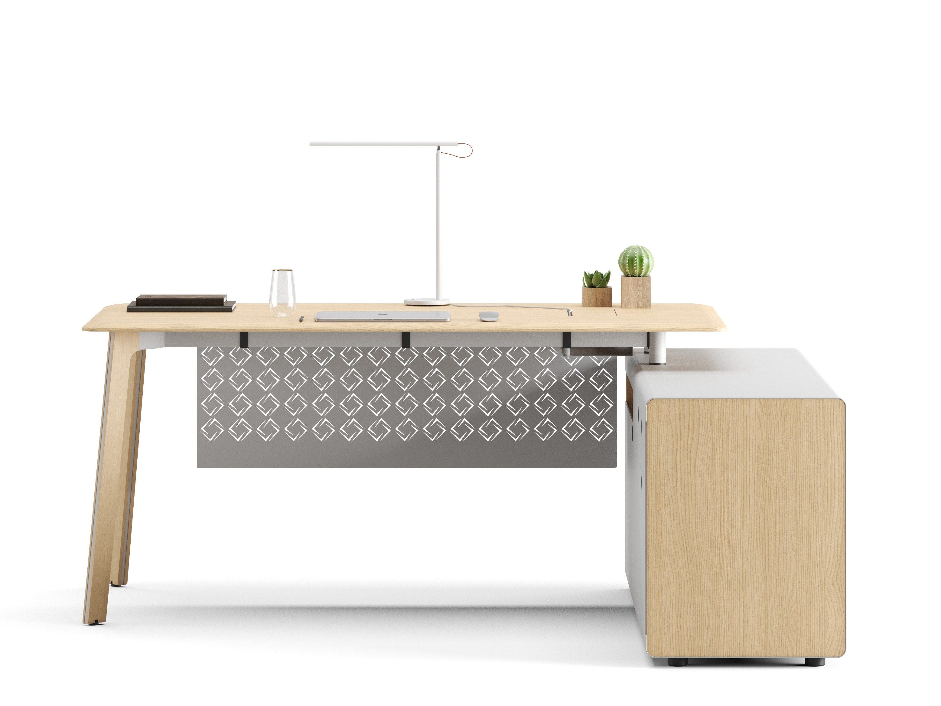 MAGRO Rectangular wooden executive desk with drawers By Ersa