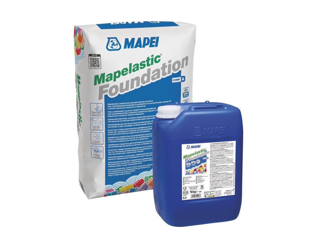 MAPELASTIC FOUNDATION Cement-based waterproofing product By MAPEI