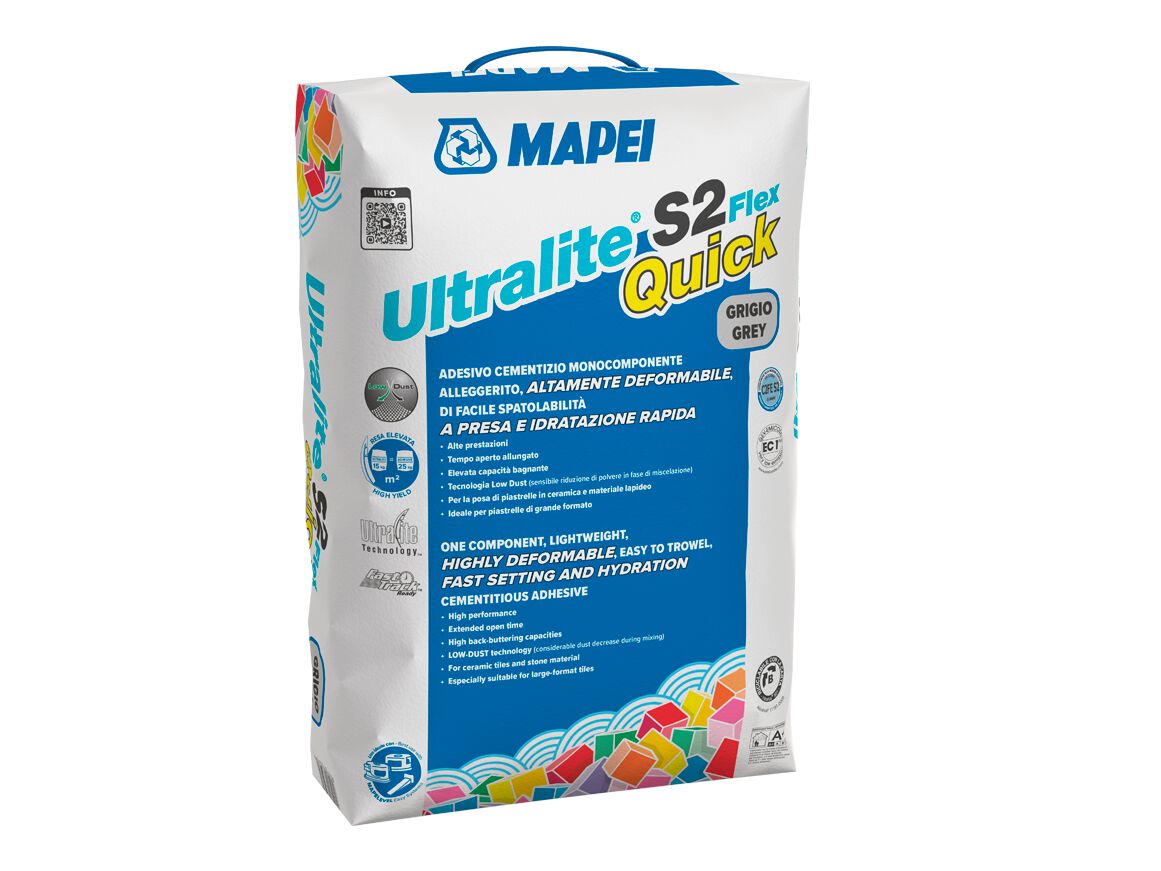ULTRALITE S2 FLEX QUICK Cement-based glue By MAPEI
