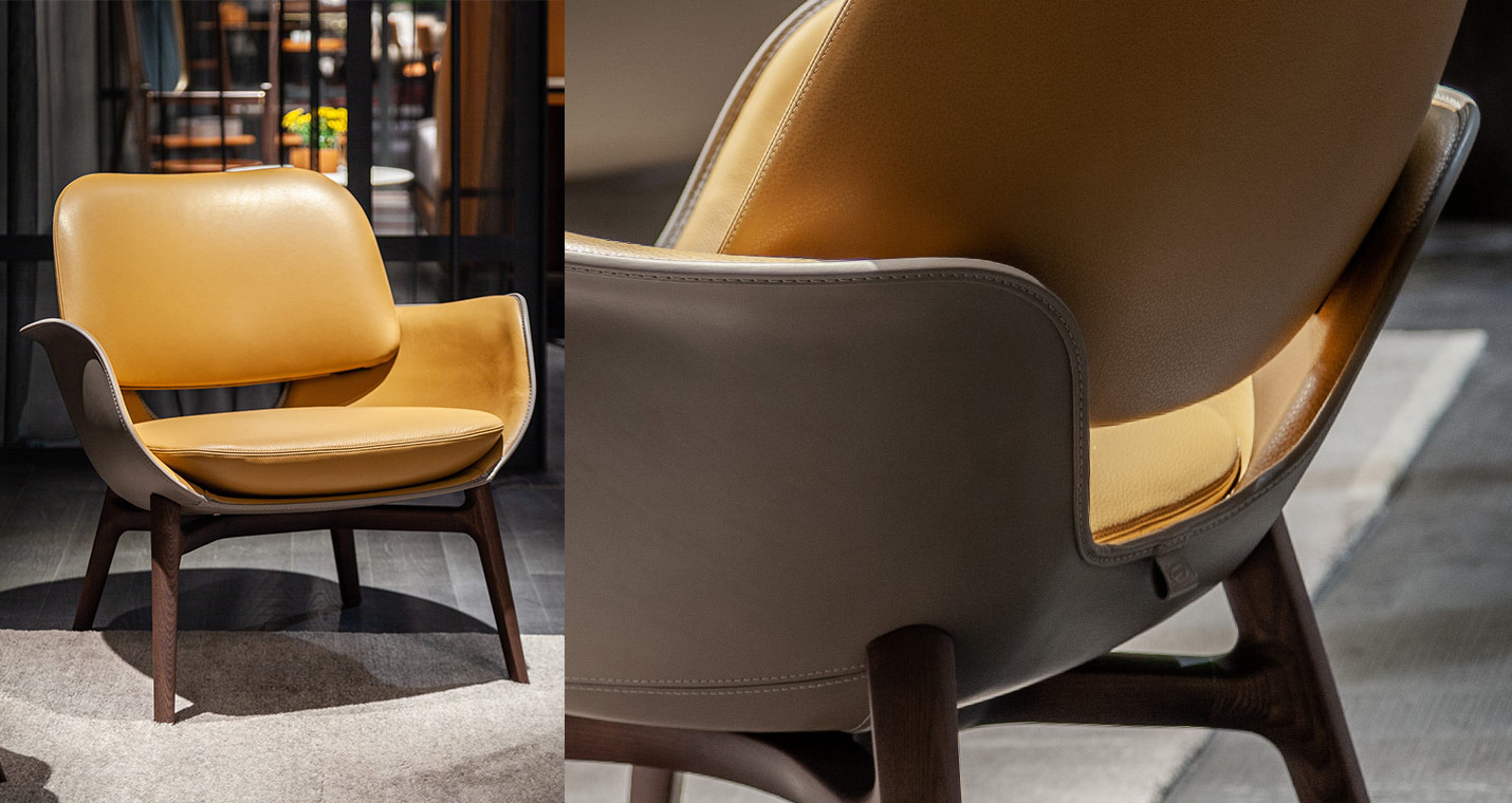 MARTHA Upholstered leather armchair with armrests By Poltrona Frau ...