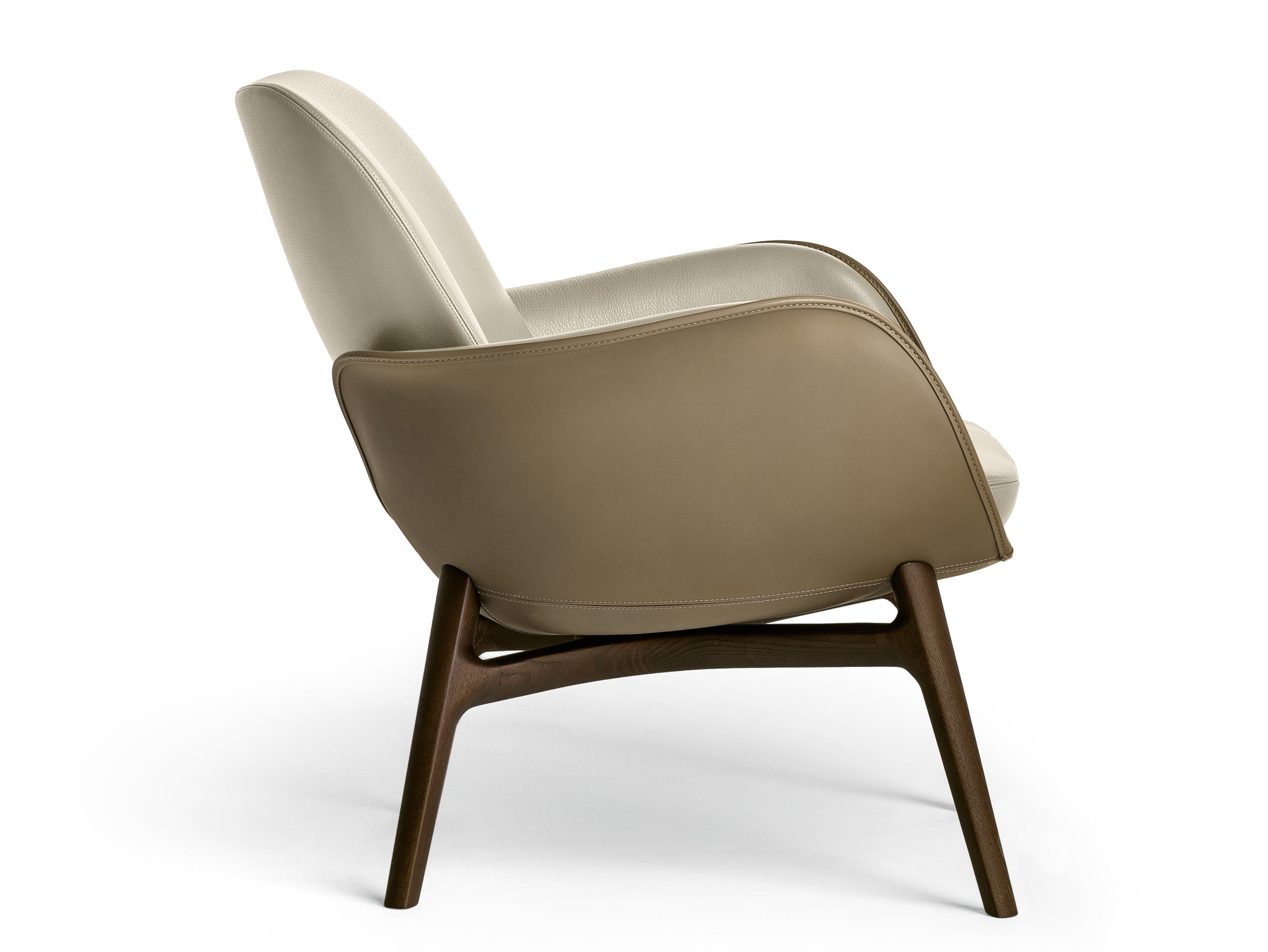 MARTHA Upholstered leather armchair with armrests By Poltrona Frau ...