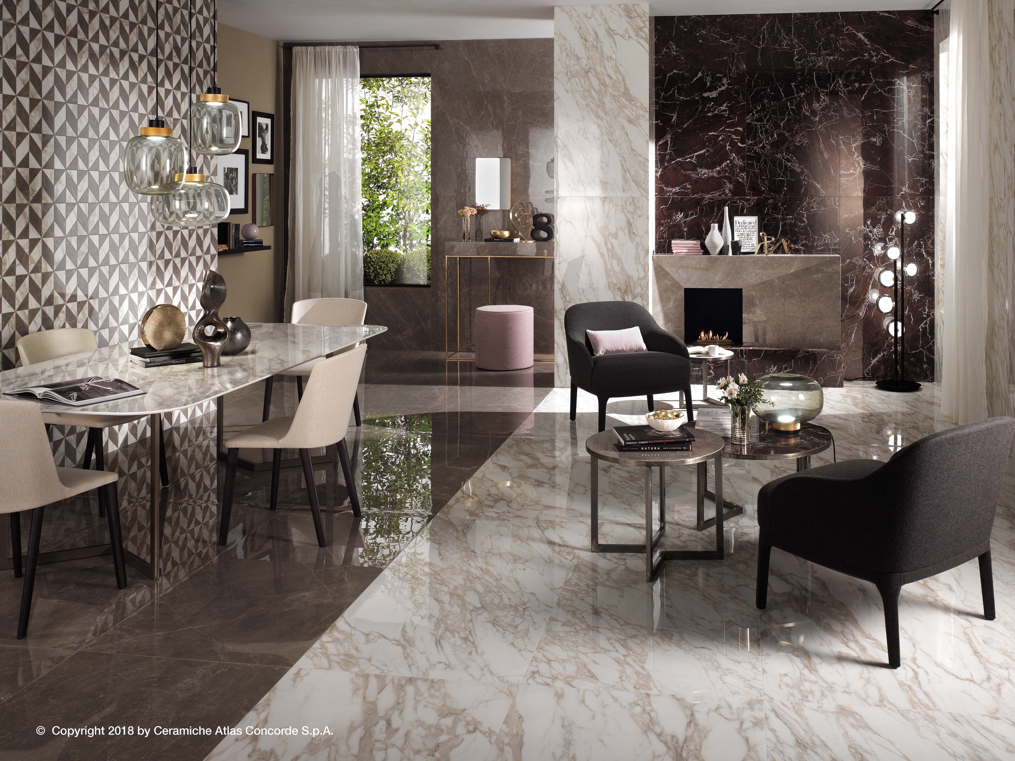 MARVEL EDGE Porcelain stoneware flooring with marble effect By Atlas ...