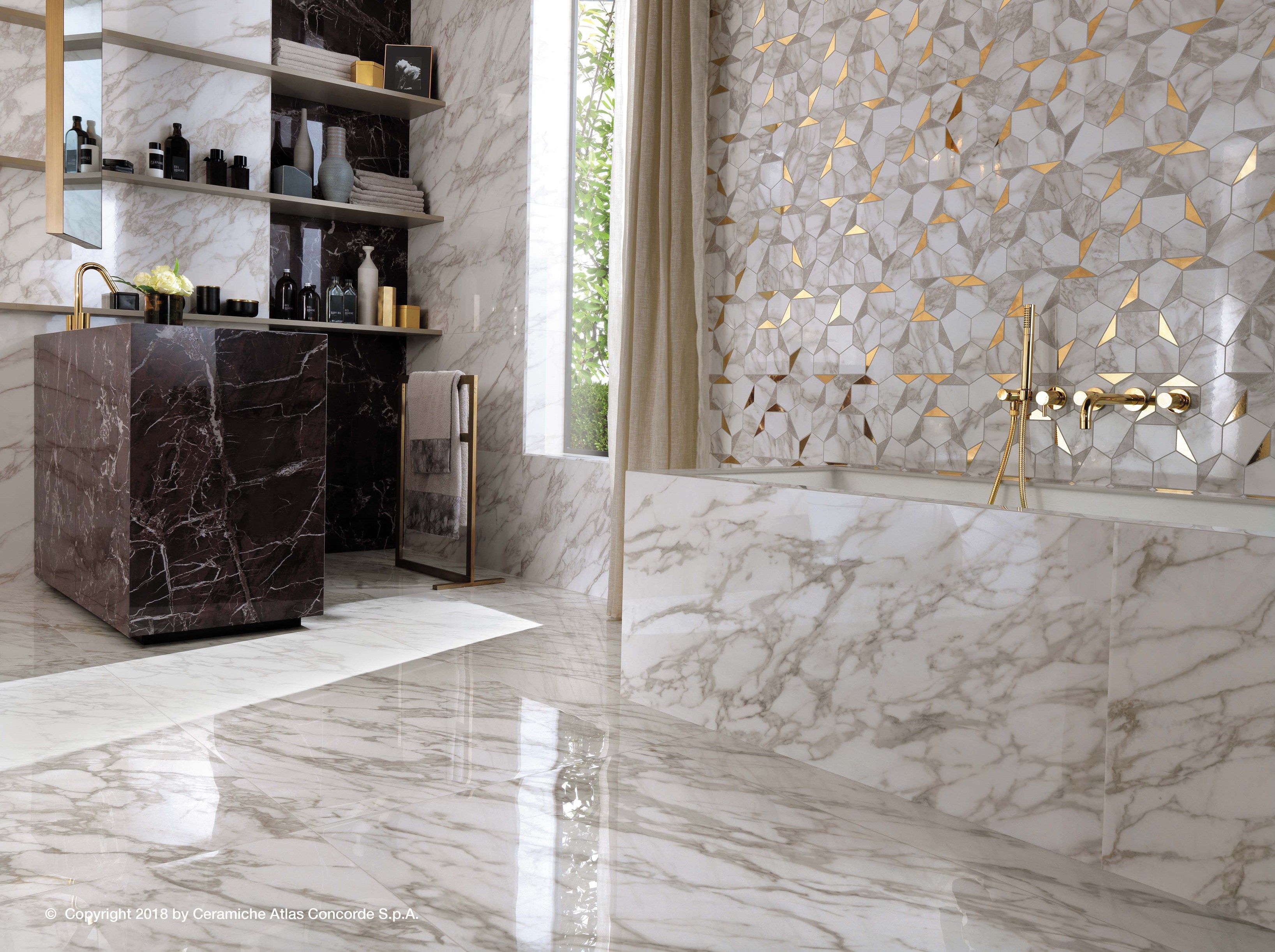 MARVEL EDGE Porcelain stoneware flooring with marble effect By Atlas ...