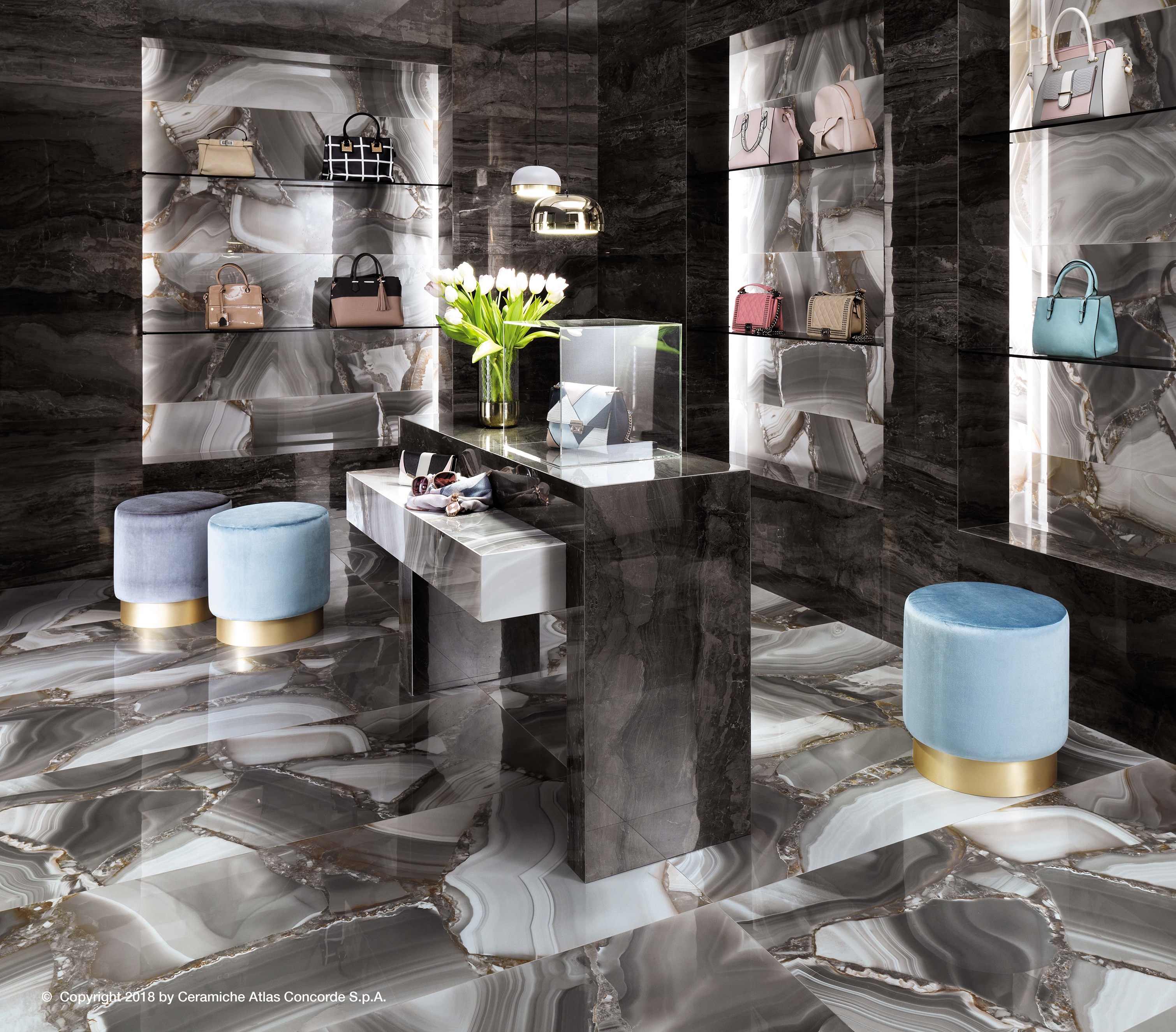 MARVEL EDGE Porcelain stoneware flooring with marble effect By Atlas ...
