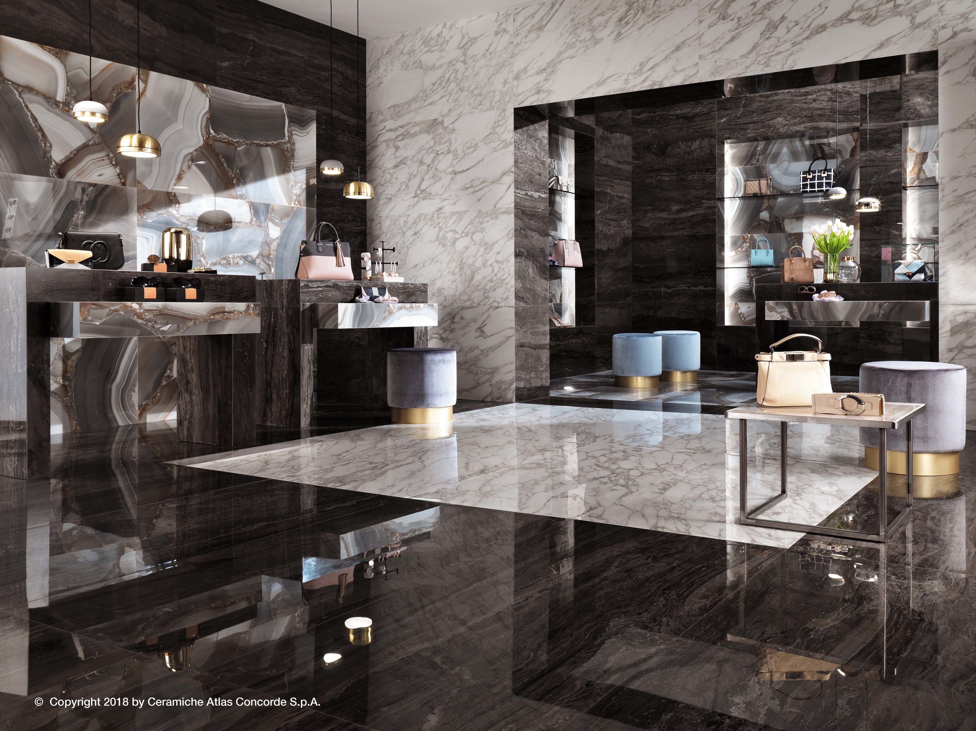 MARVEL EDGE Porcelain stoneware flooring with marble effect By Atlas ...