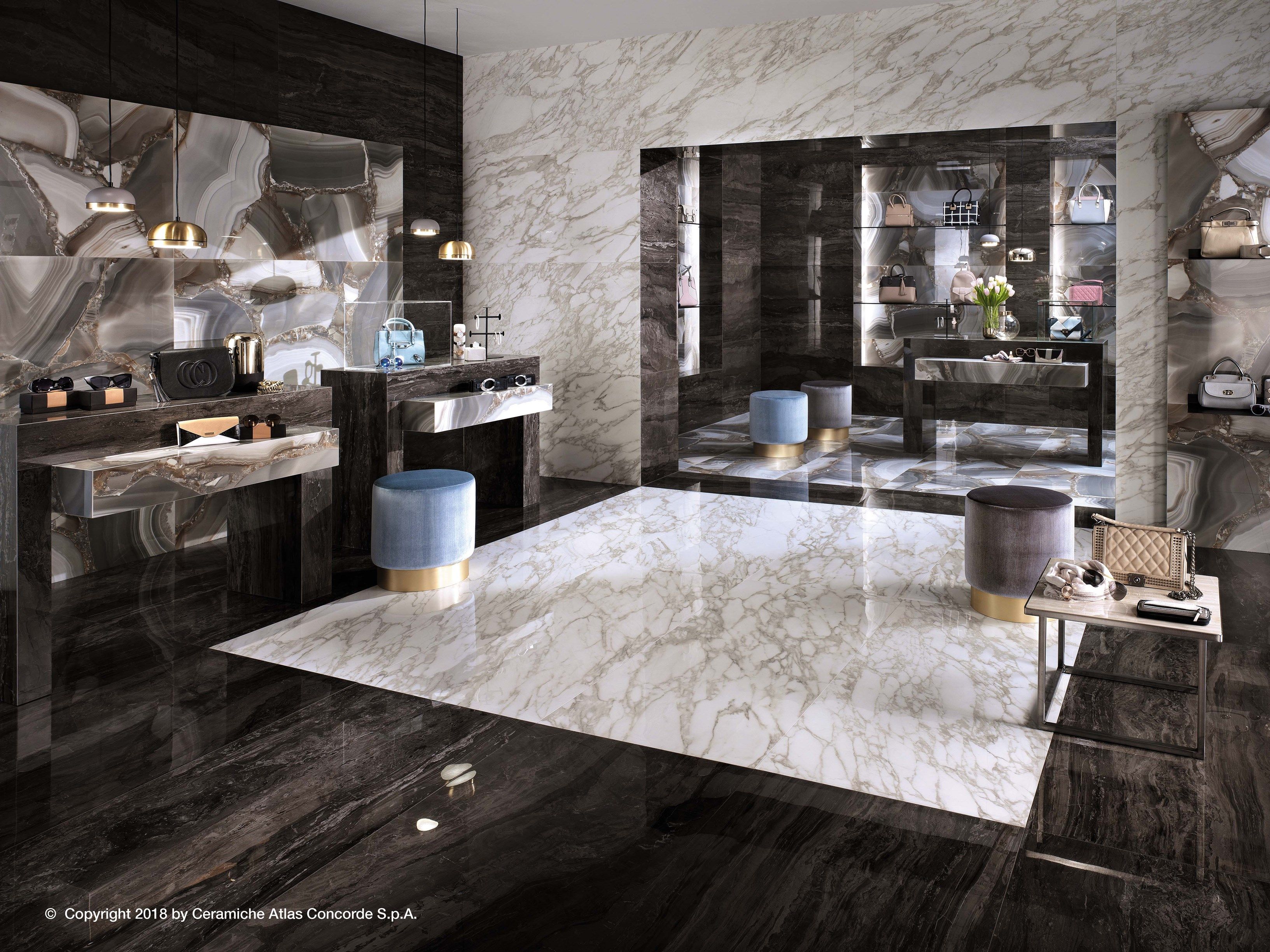MARVEL EDGE Porcelain stoneware flooring with marble effect By Atlas ...