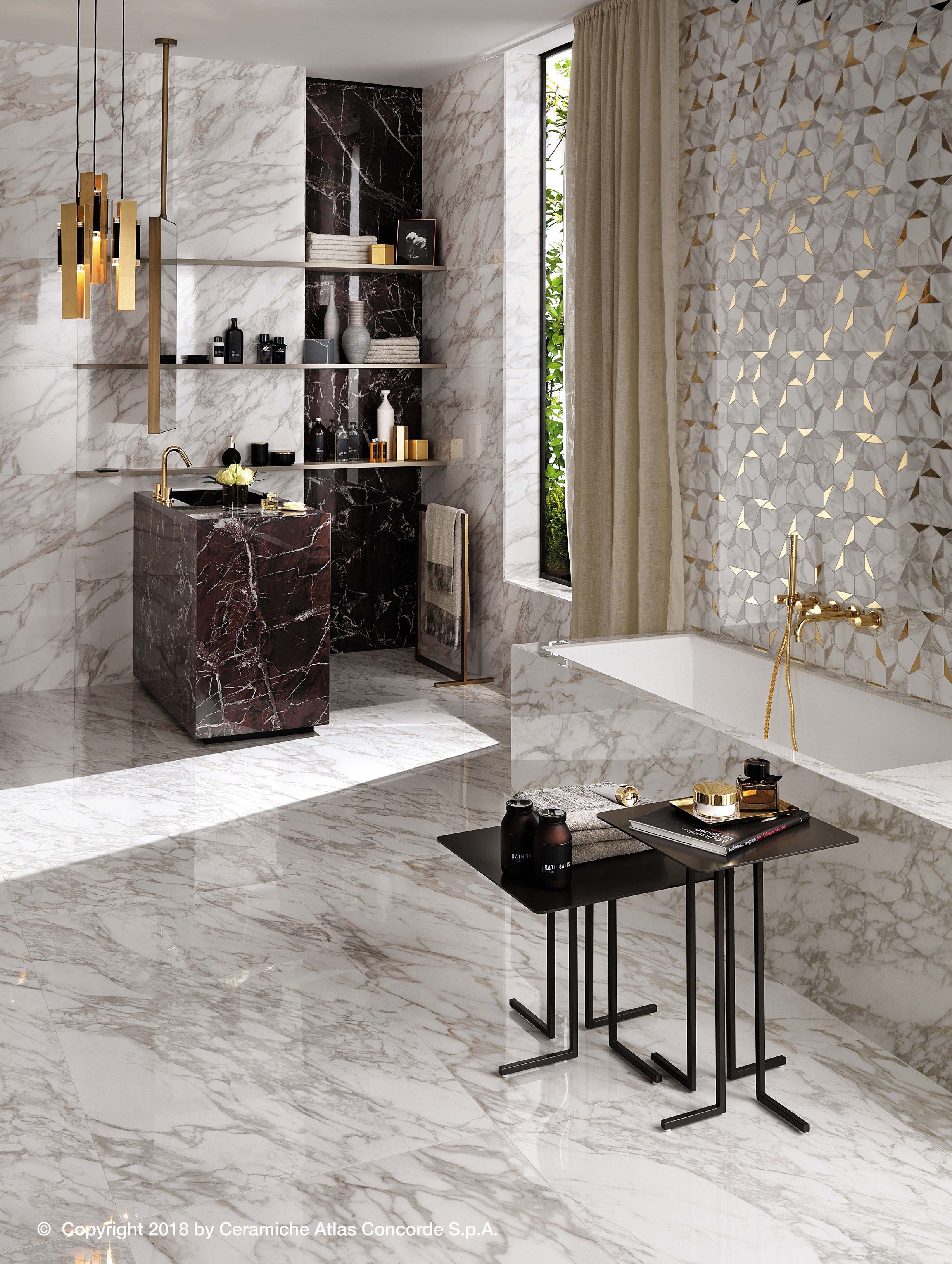 MARVEL EDGE Porcelain stoneware flooring with marble effect By Atlas ...