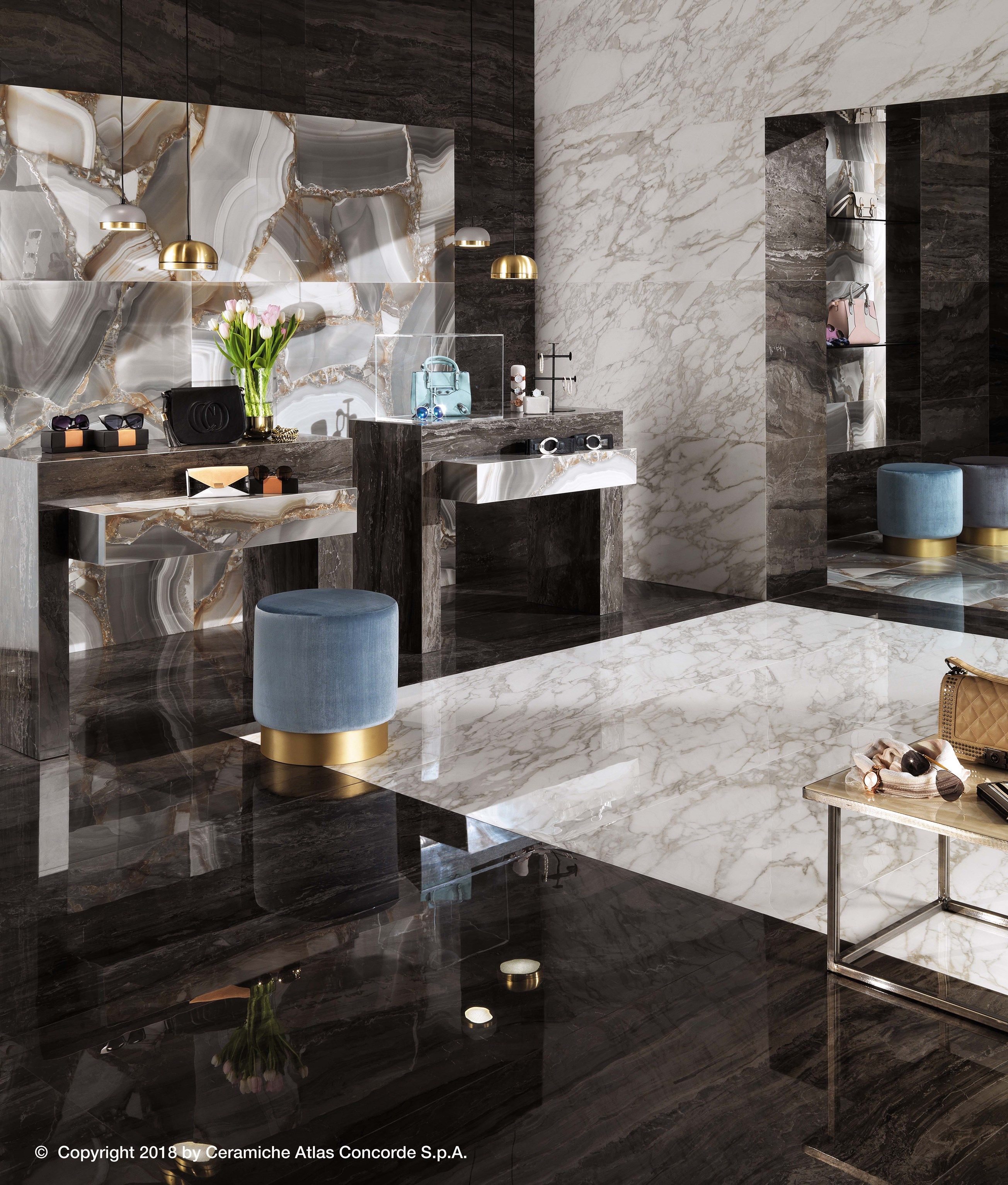 MARVEL EDGE Porcelain stoneware flooring with marble effect By Atlas ...