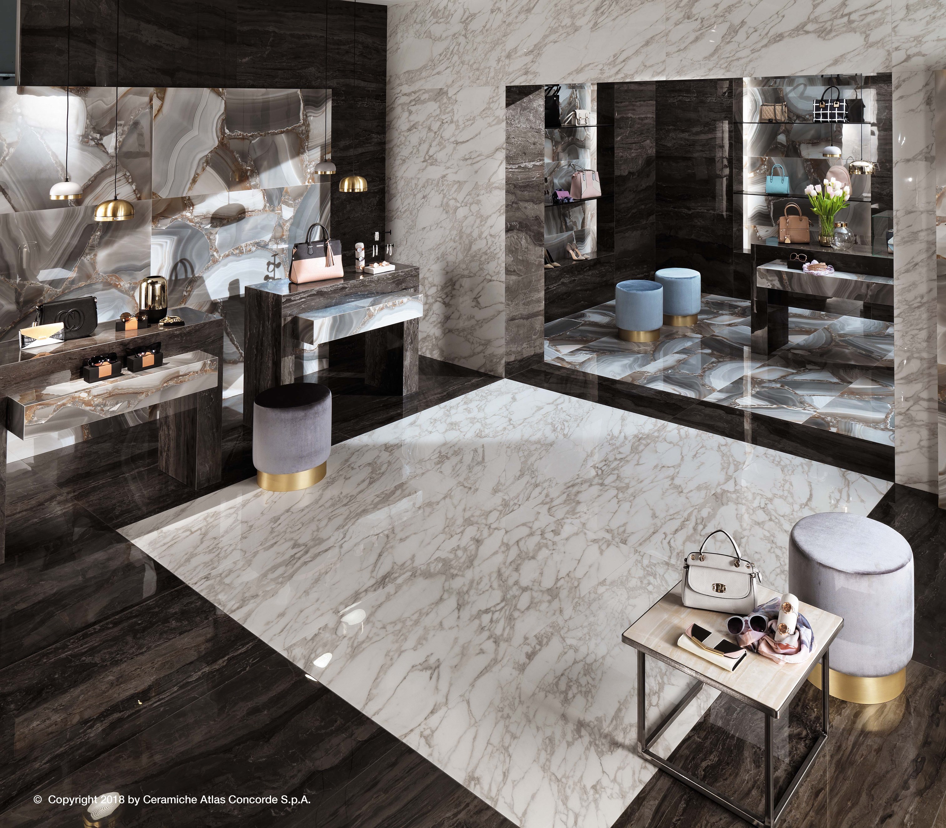 MARVEL EDGE Porcelain stoneware flooring with marble effect By Atlas ...