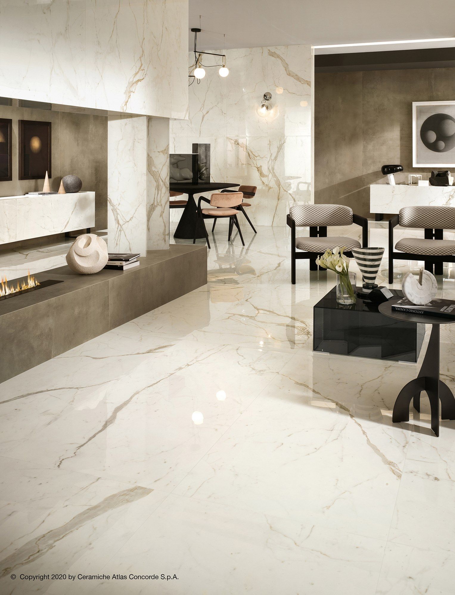 MARVEL SHINE Porcelain stoneware flooring with marble effect By Atlas ...
