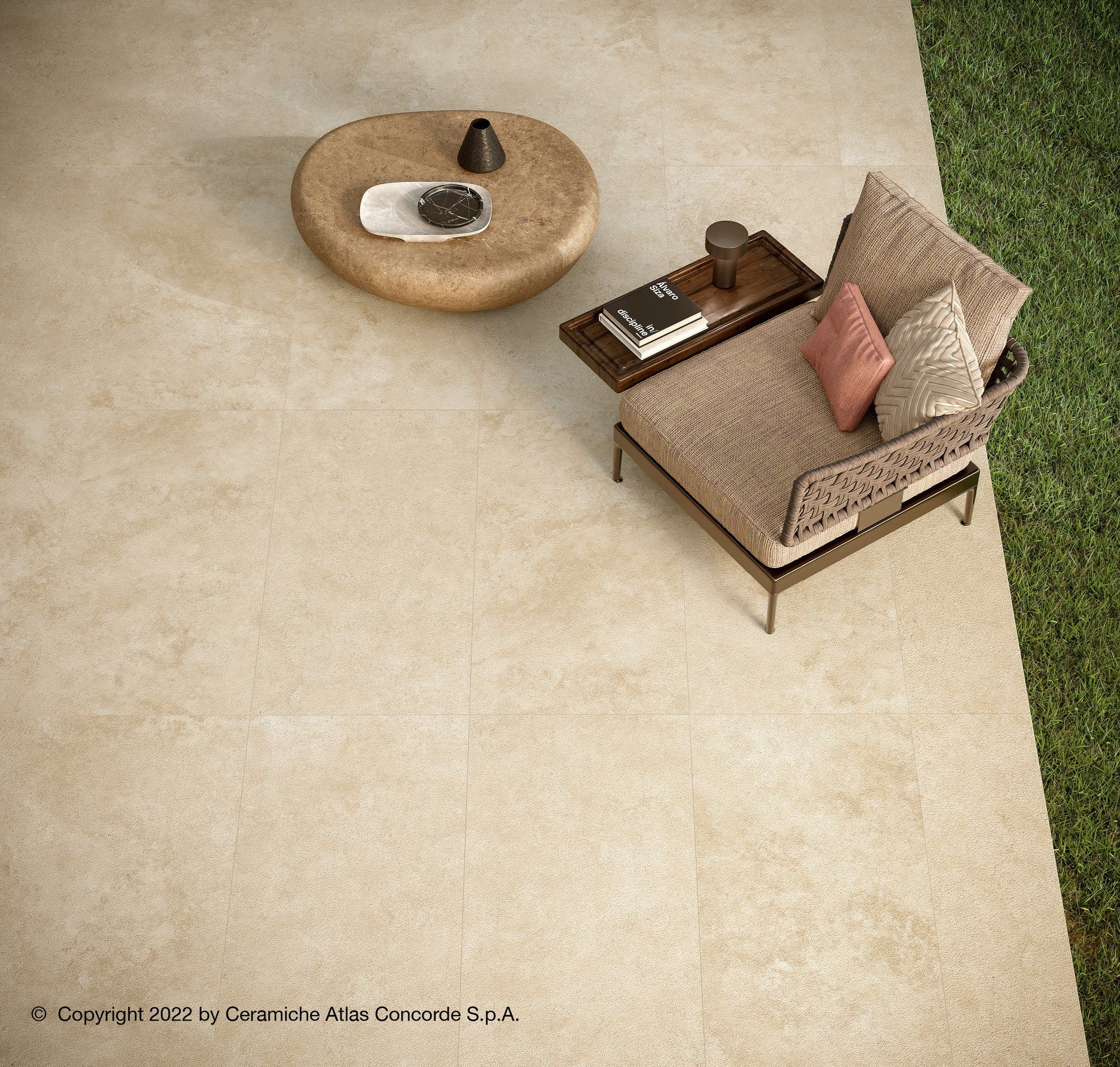 MARVEL TRAVERTINE Porcelain stoneware outdoor floor tiles with marble ...