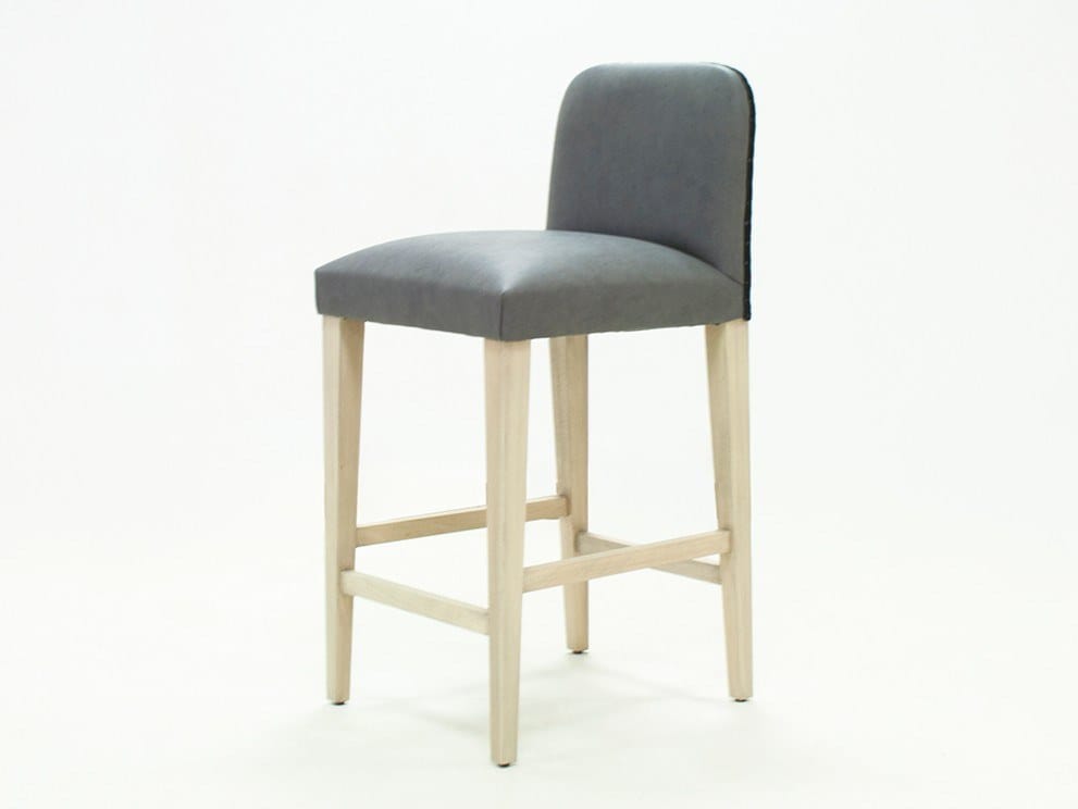 MAURO ORIGINS | Leather stool High leather stool with back with ...