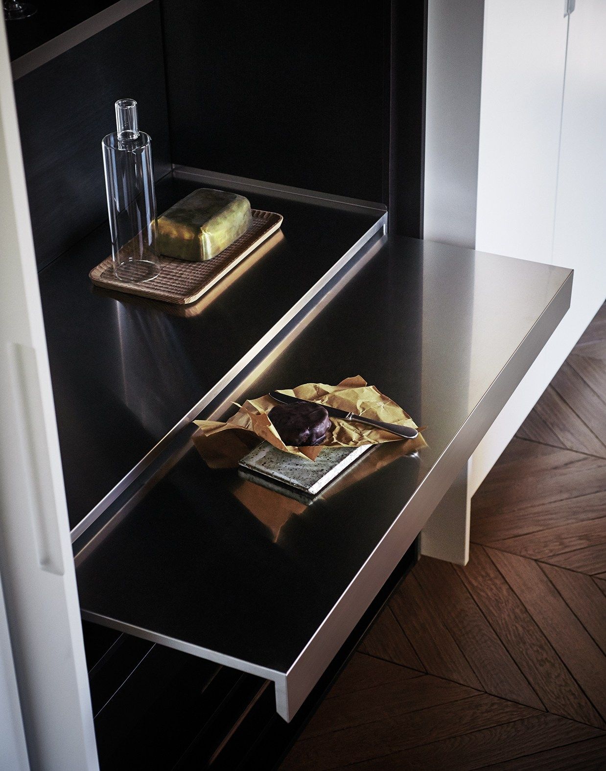 Bush-hammered stoneware kitchen with island MAXIMA 2.2 - COMPOSITION 3 ...