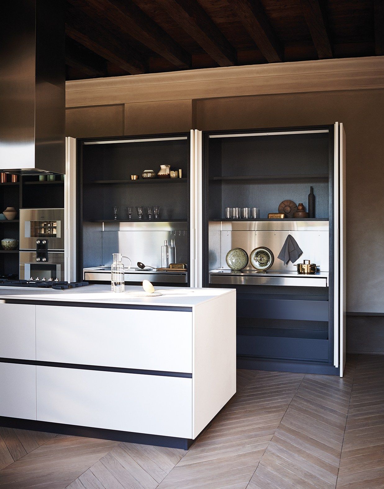 Bush-hammered stoneware kitchen with island MAXIMA 2.2 - EVERLASTING ...