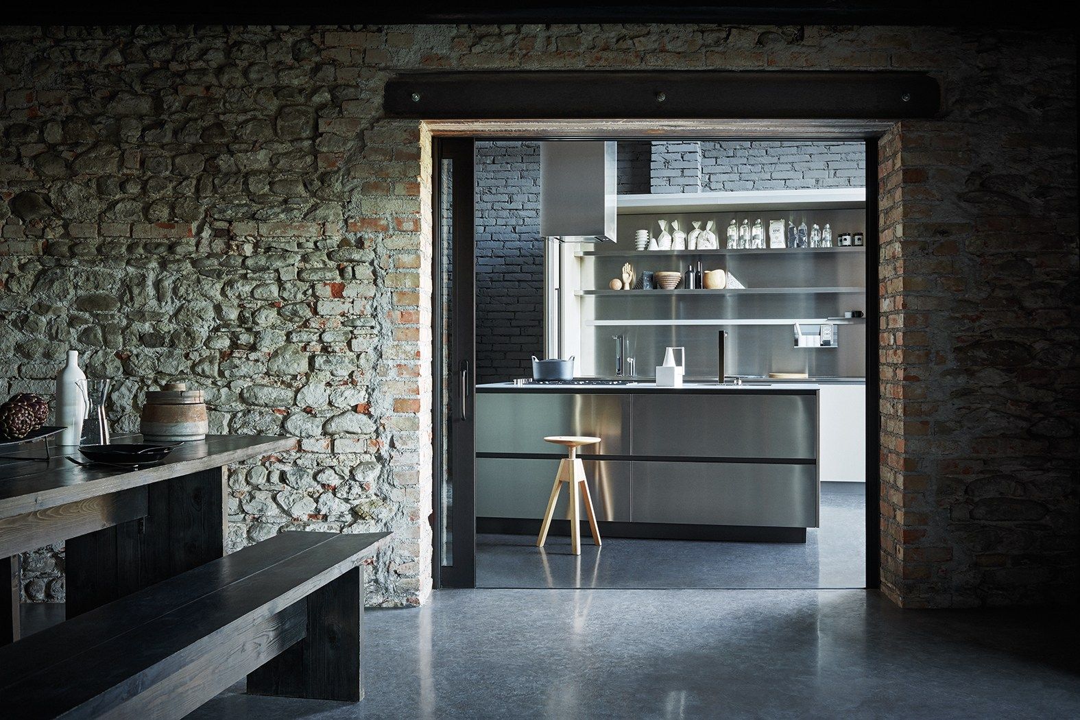 MAXIMA 2.2 - OPEN TECHNOLOGY Stainless steel and Fenix fitted kitchen ...