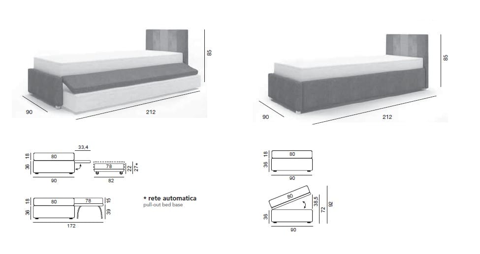 Letto singolo con testiera imbottita MAYA BARRÈ By Twils