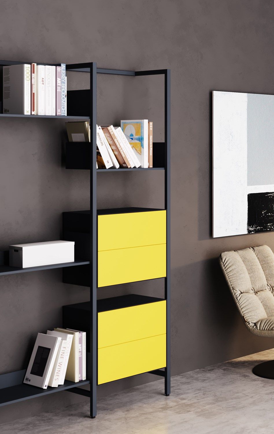 Wall-mounted modular bookcase MBOX By Steelbox by Metalway design ...