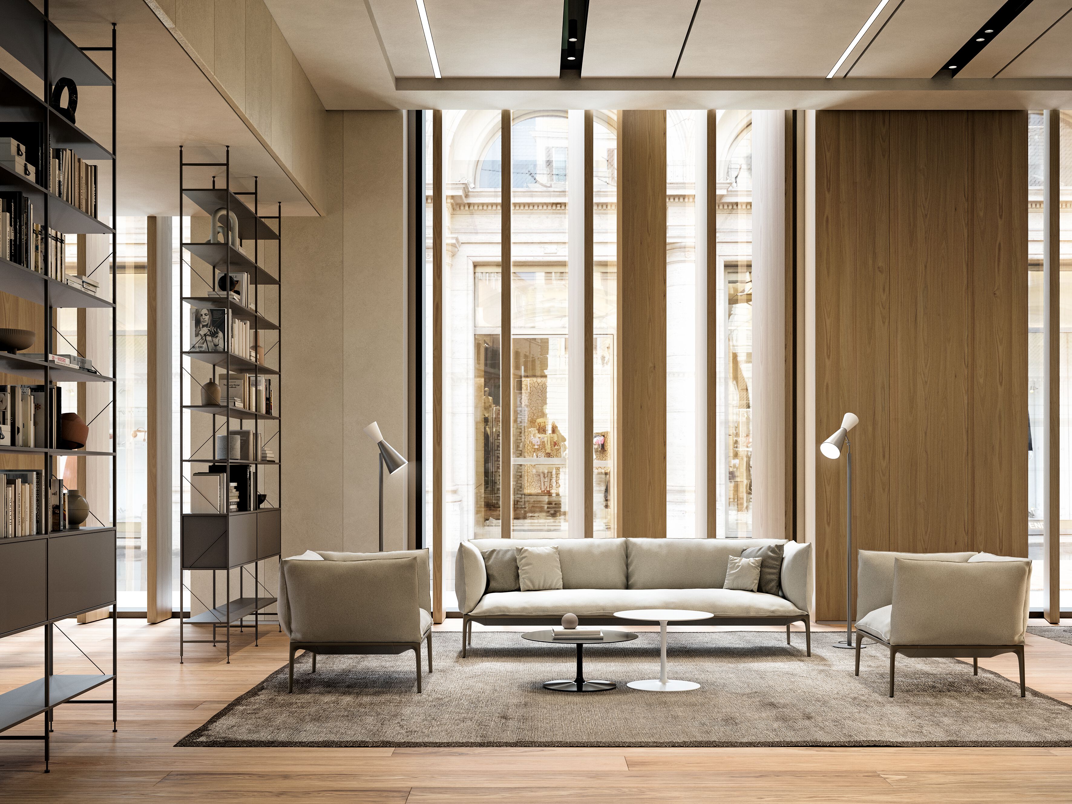MINIMA ROOM DIVIDER Estante aberta dividida piso-teto de alumínio By ...