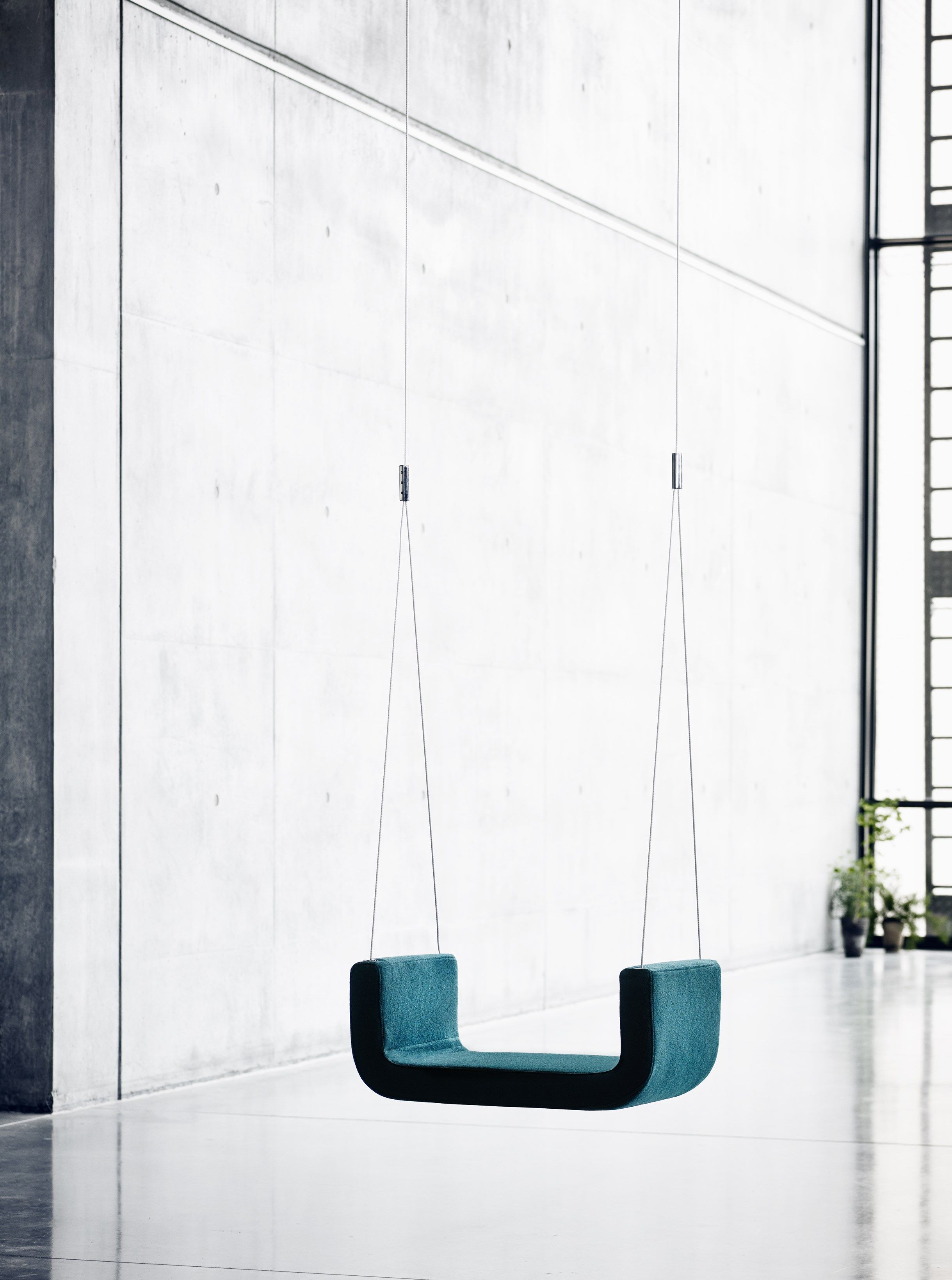 ME&U Upholstered indoor swing By SOFTLINE | design Busk + Hertzog