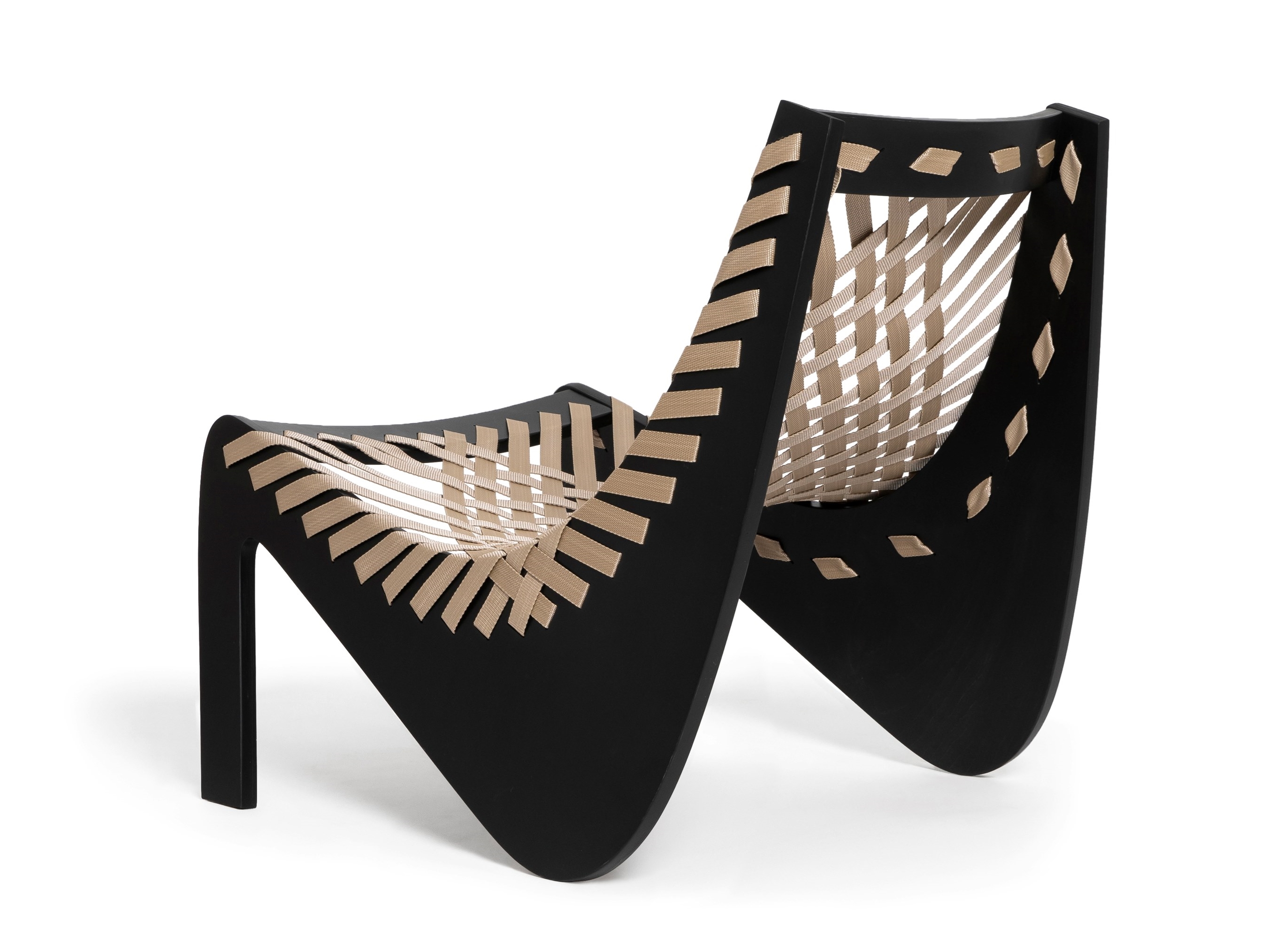 MELON BEIGE - BLACK WOOD Low lounge chair By Aggy | design Agota Rimsaite