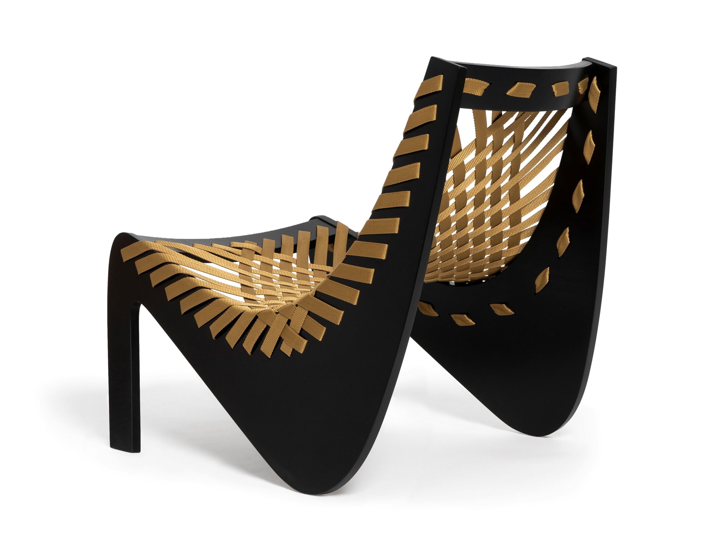 MELON GOLD - BLACK WOOD Low lounge chair By Aggy | design Agota Rimsaite