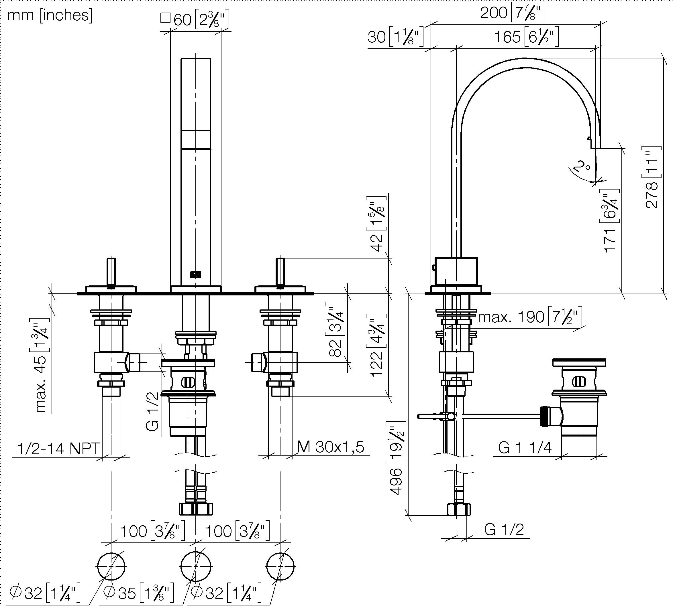 MEM 20713782 3 hole washbasin tap By Dornbracht | design Sieger Design