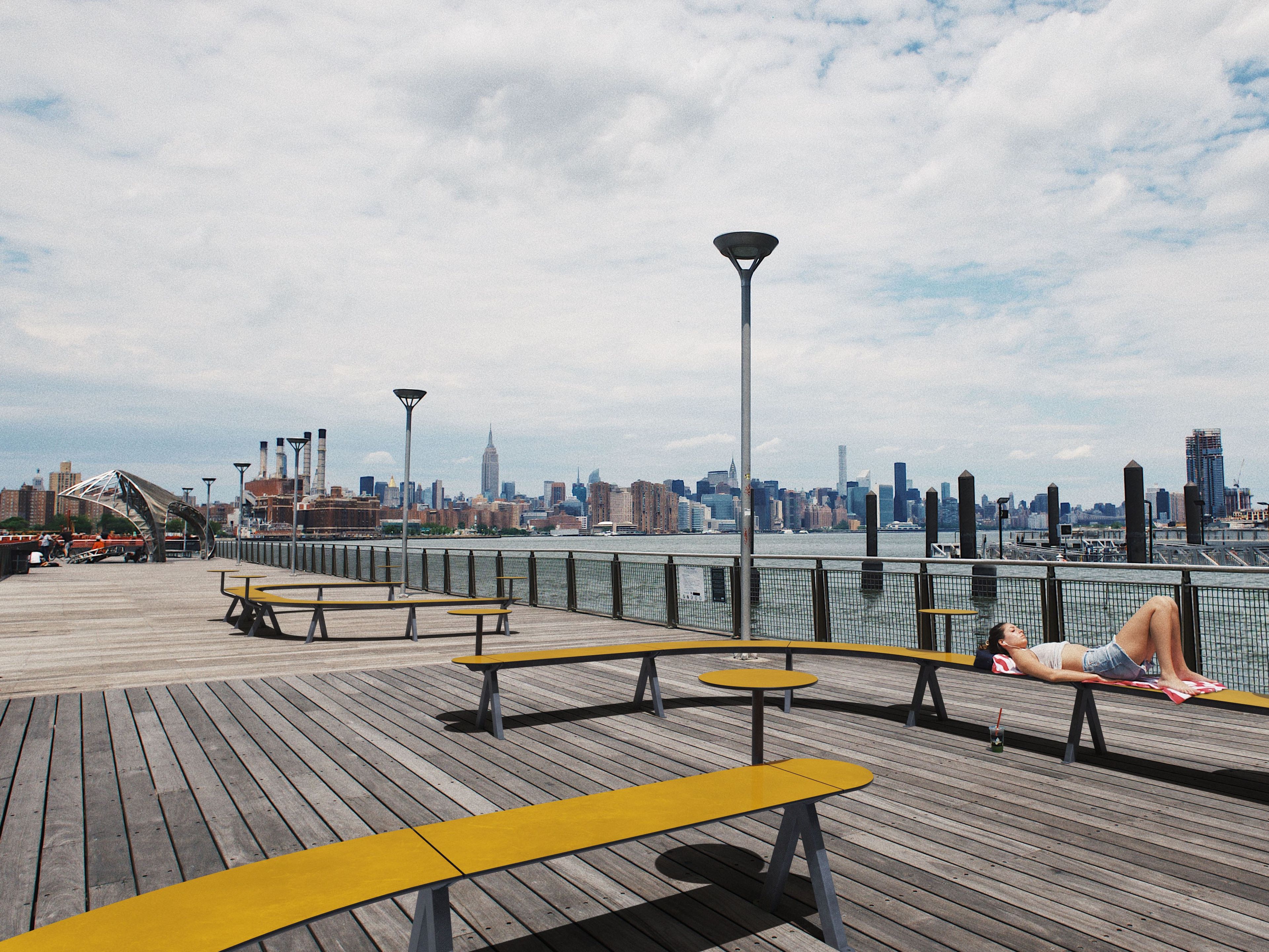 MERLIN Modular backless steel bench By miramondo
