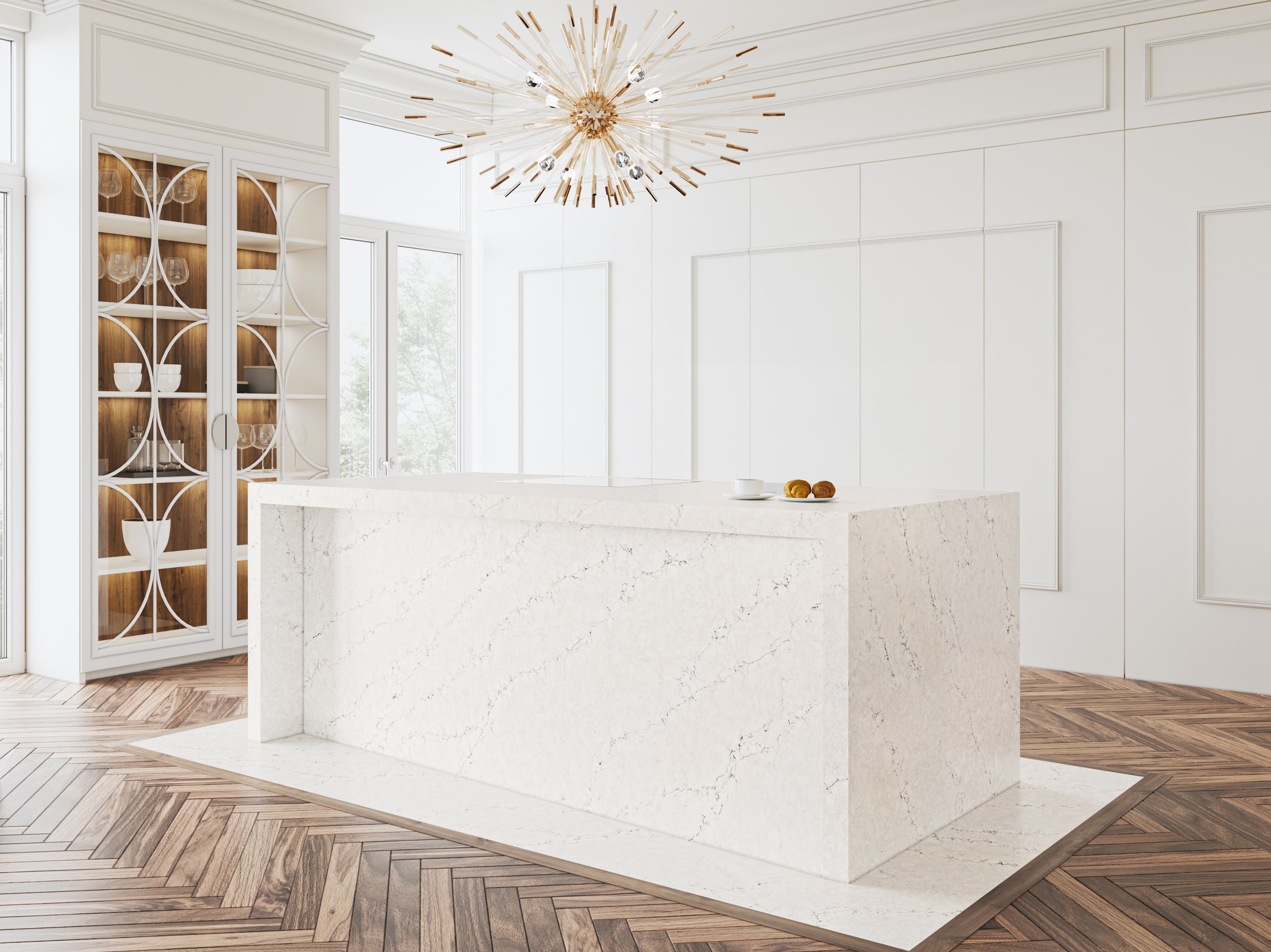 MESSINA Top cucina in pietra ricostruita effetto marmo By Quantra Quartz