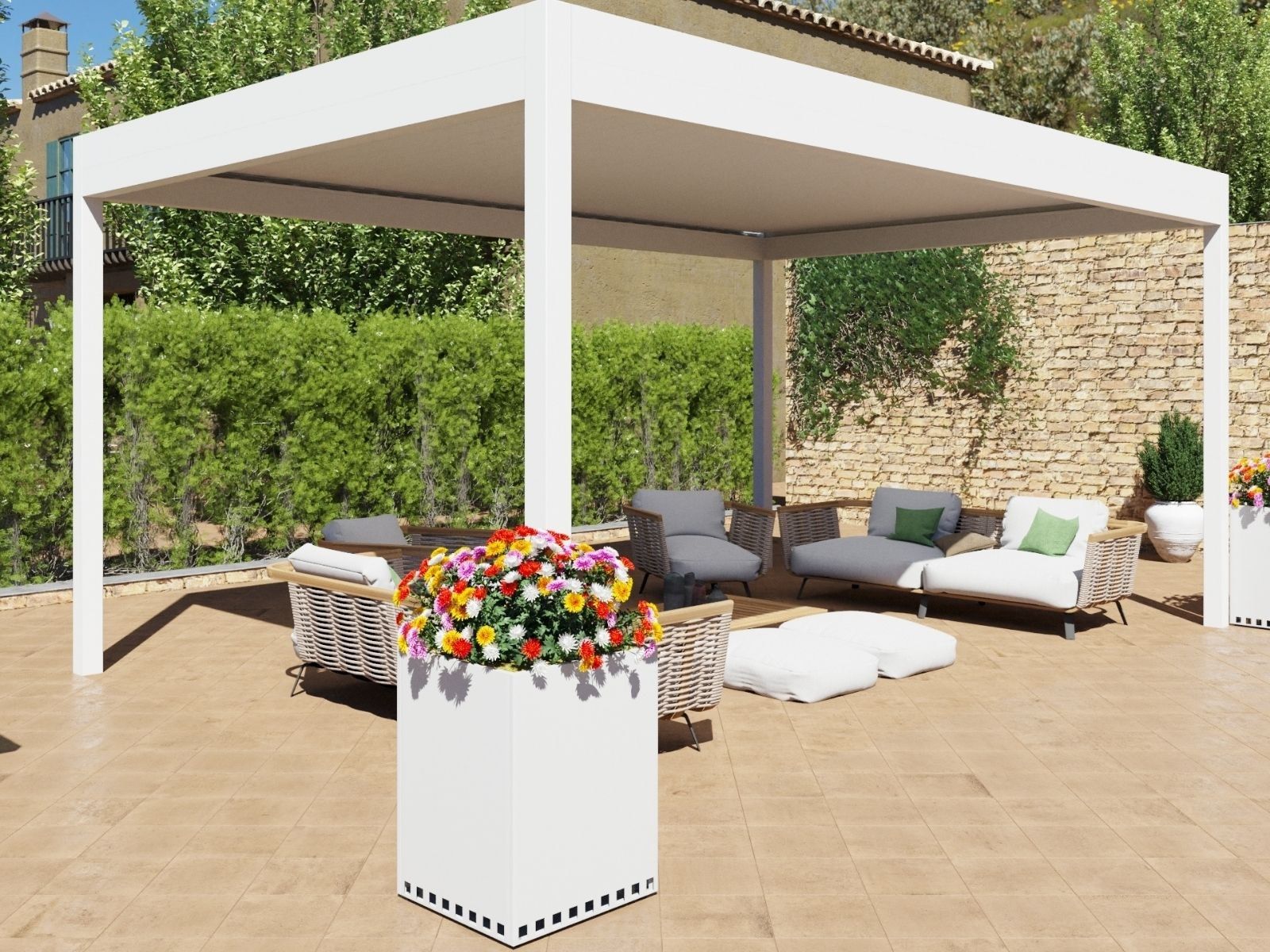 Pergola autoportante in alluminio a lamelle orientabili MICHELLE ...