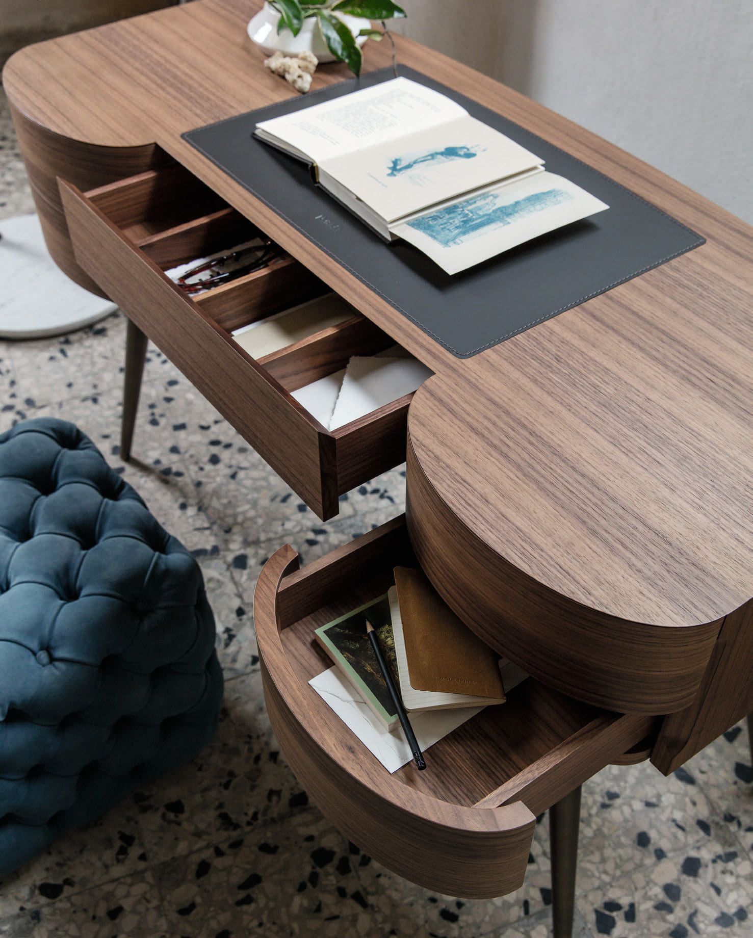 MICOL Walnut secretary desk with drawers By Porada | design Giovanna ...