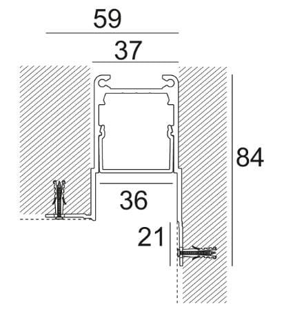MICROLINE TRIMLESS WALL + Profilo per illuminazione lineare By Delta Light