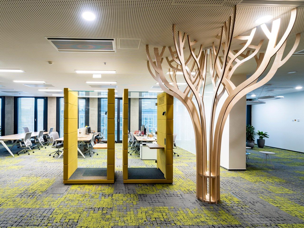 Acoustic fabric office booth with built-in lights MICROOFFICE UNIQ By ...