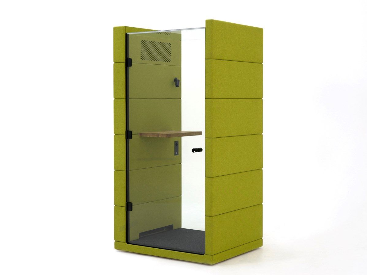 Acoustic fabric office booth with built-in lights MICROOFFICE UNIQ By ...