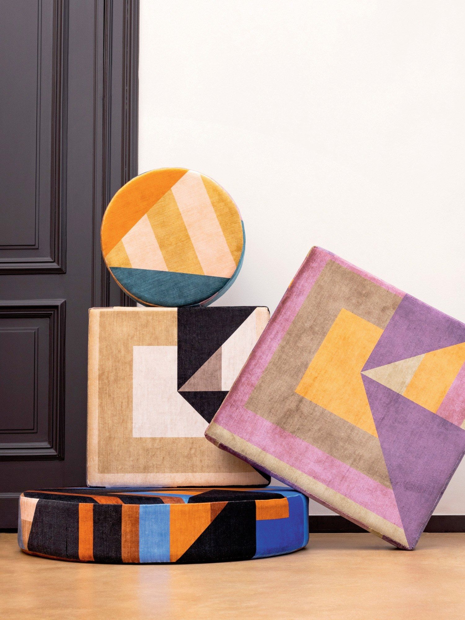 Velvet upholstery fabric with graphic pattern MILANO - ARCHITETTURA ...