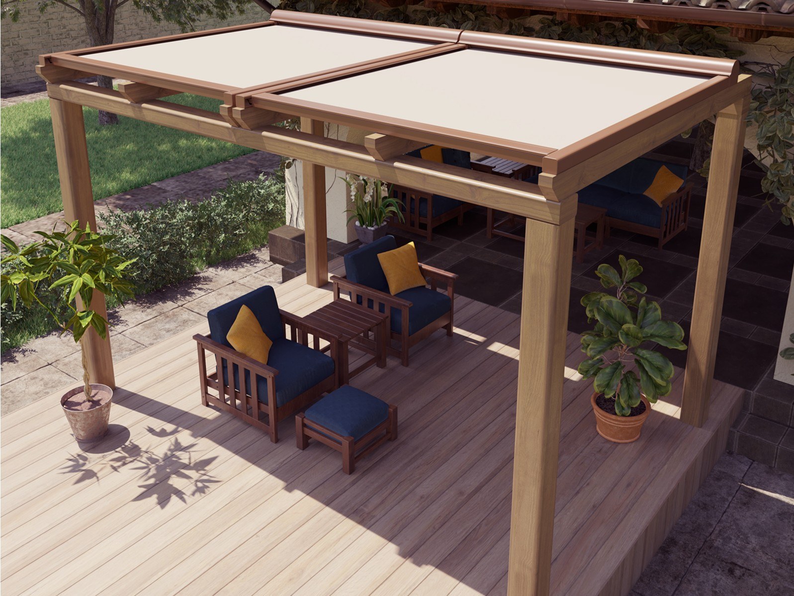 Terrassenüberdachung aus Stoff mit Faltdach MILLENIUM By MV Living