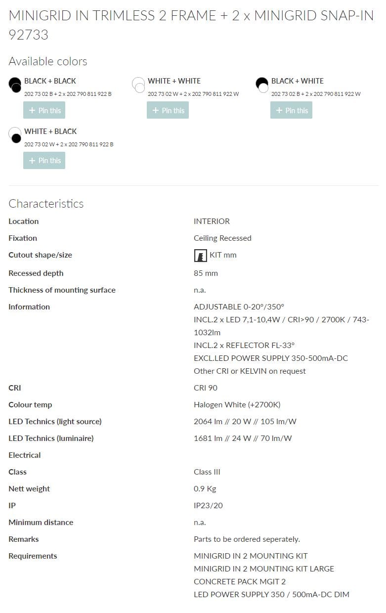 MINIGRID IN TRIMLESS SI | Multiple spotlight Grid In Collection By ...
