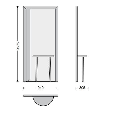 Hall mirror MIRROR TABLE By Porro design FRONT