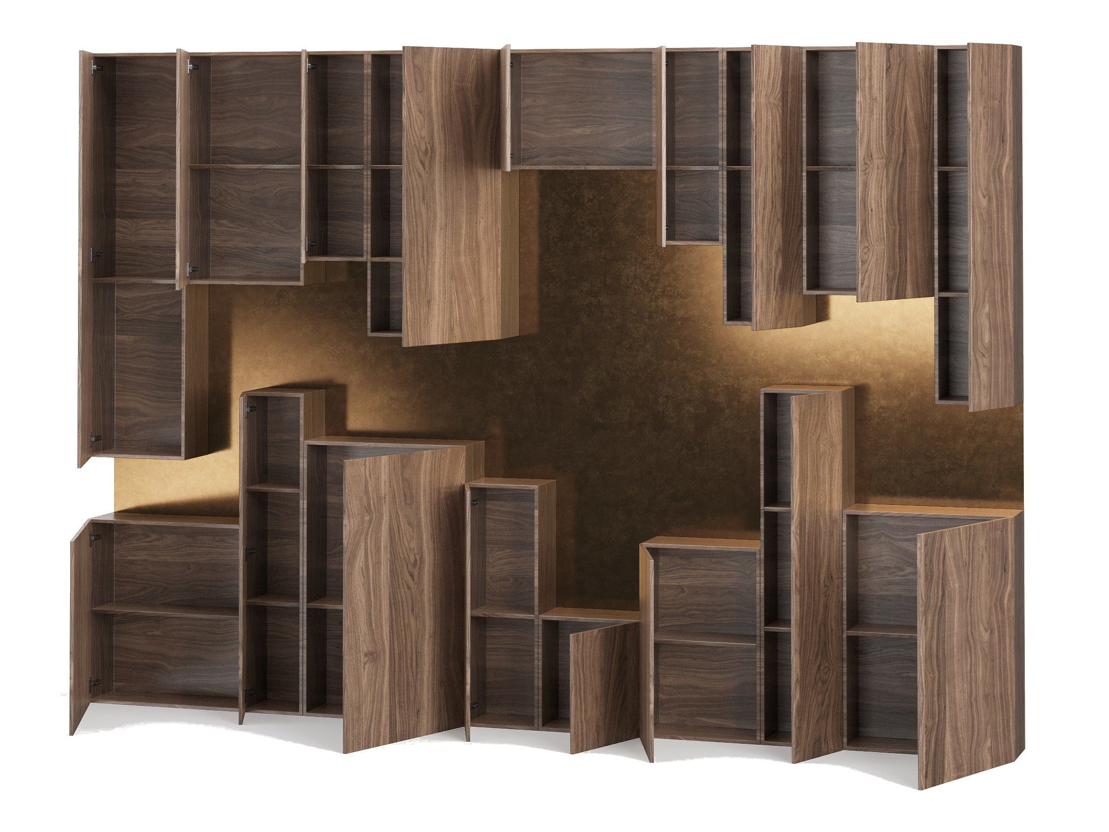 Wood veneer storage wall MIRUM storage wall By DWFI