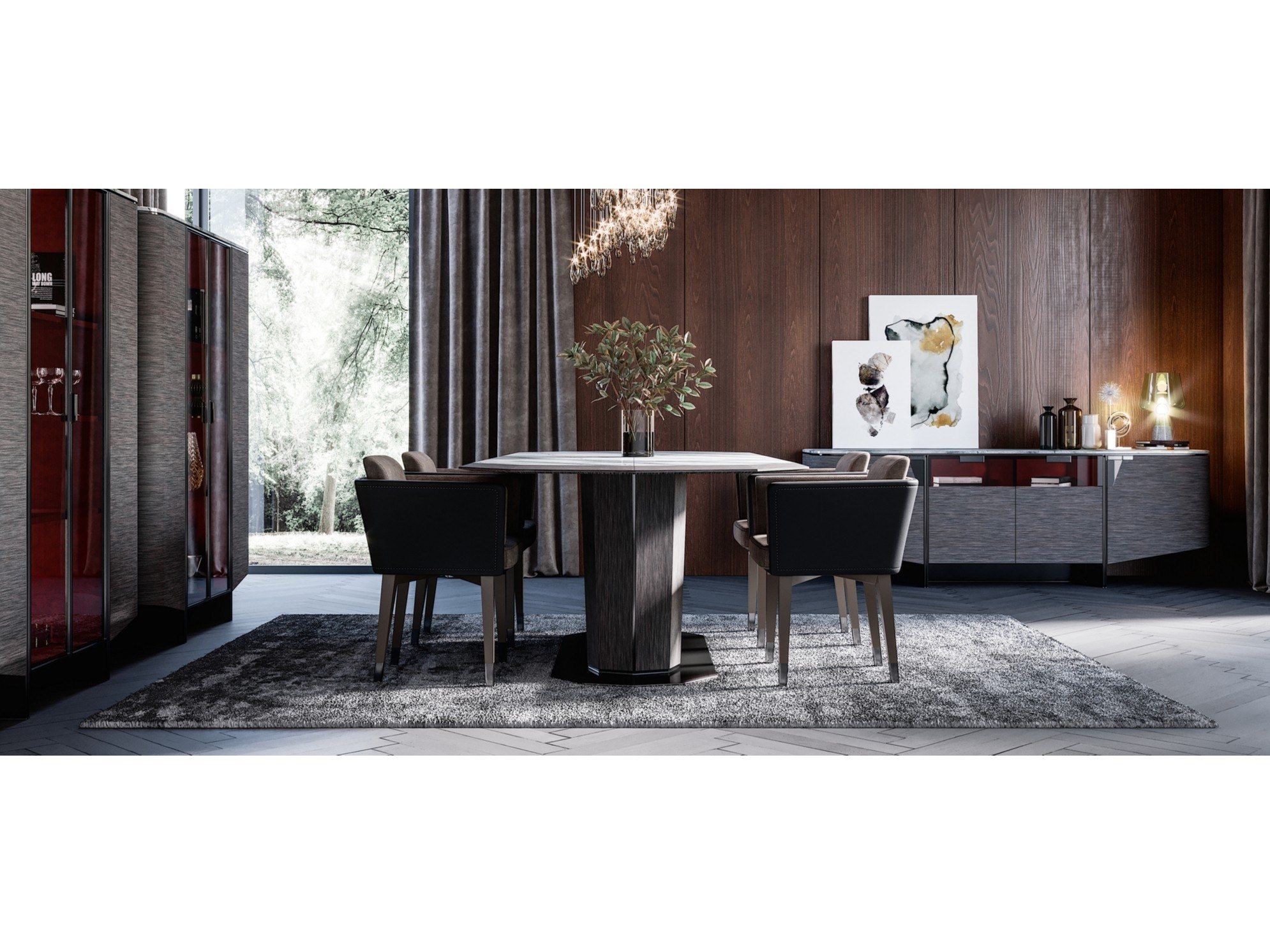 Marble table with veneered wood base MIZAR Supernova Collection By SM ...