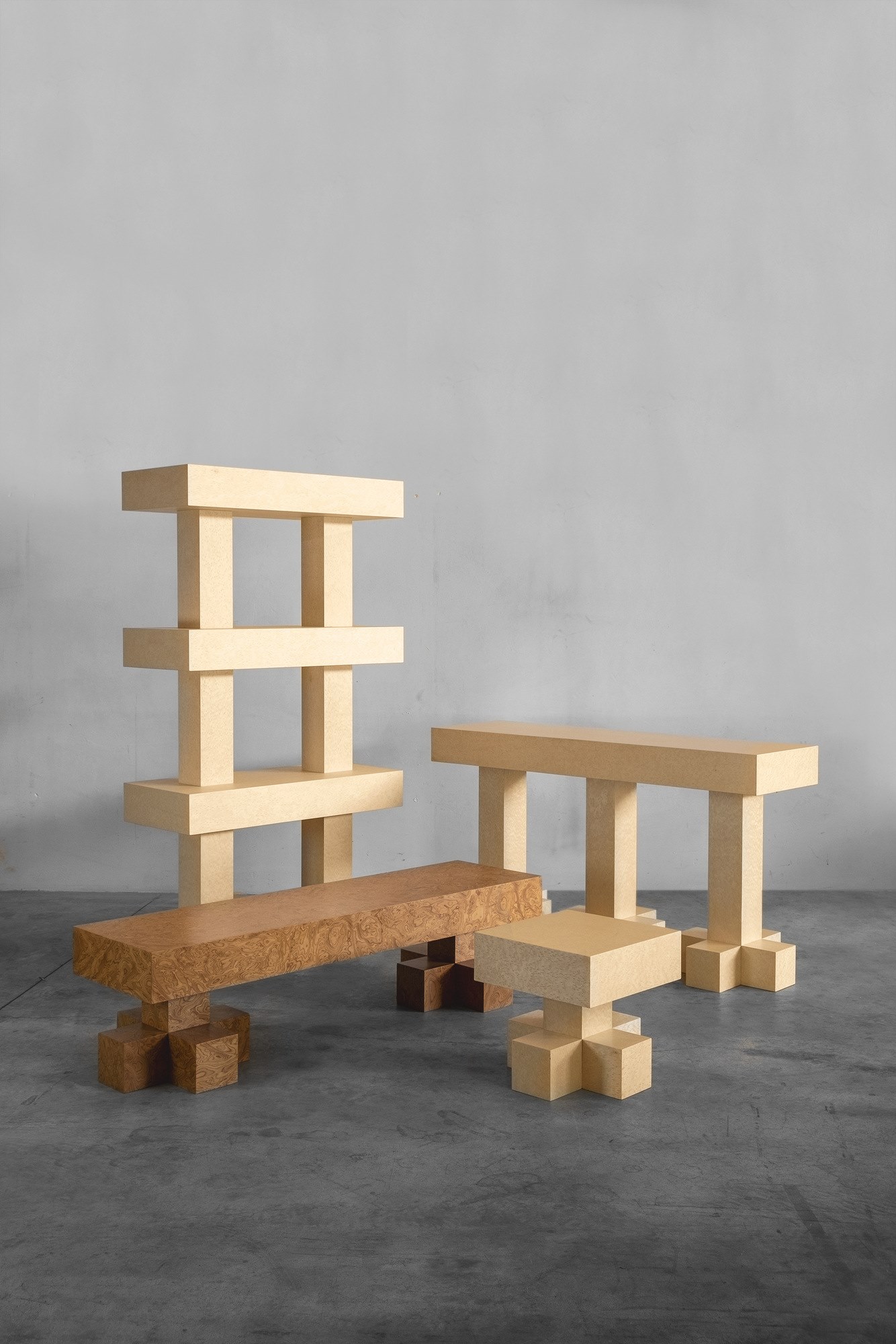 MOBILI SINTETICI Multi-layer wood bench By Medulum | design CARA \ DAVIDE