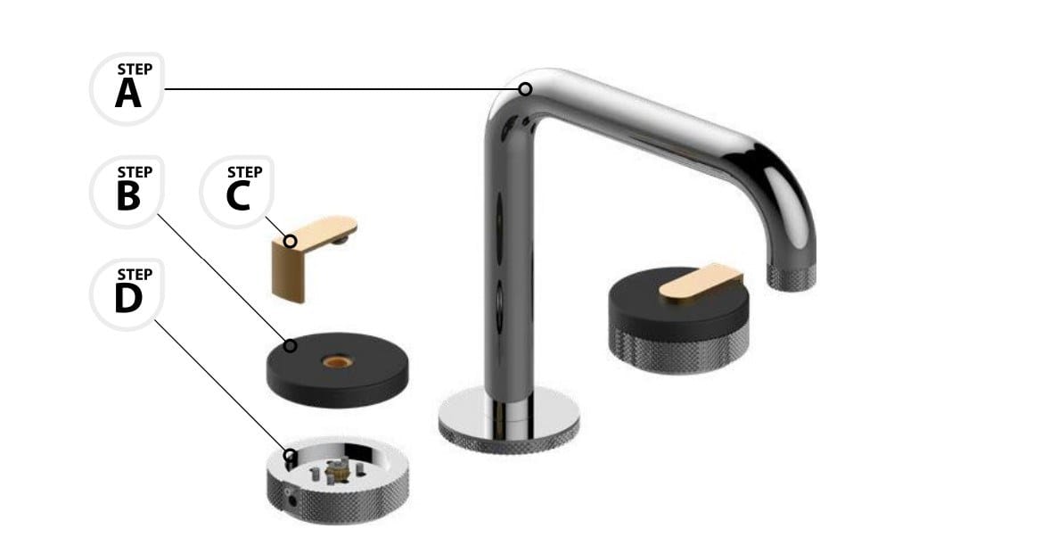 MOD+ | 3 hole washbasin tap MOD+ Collection By GRAFF