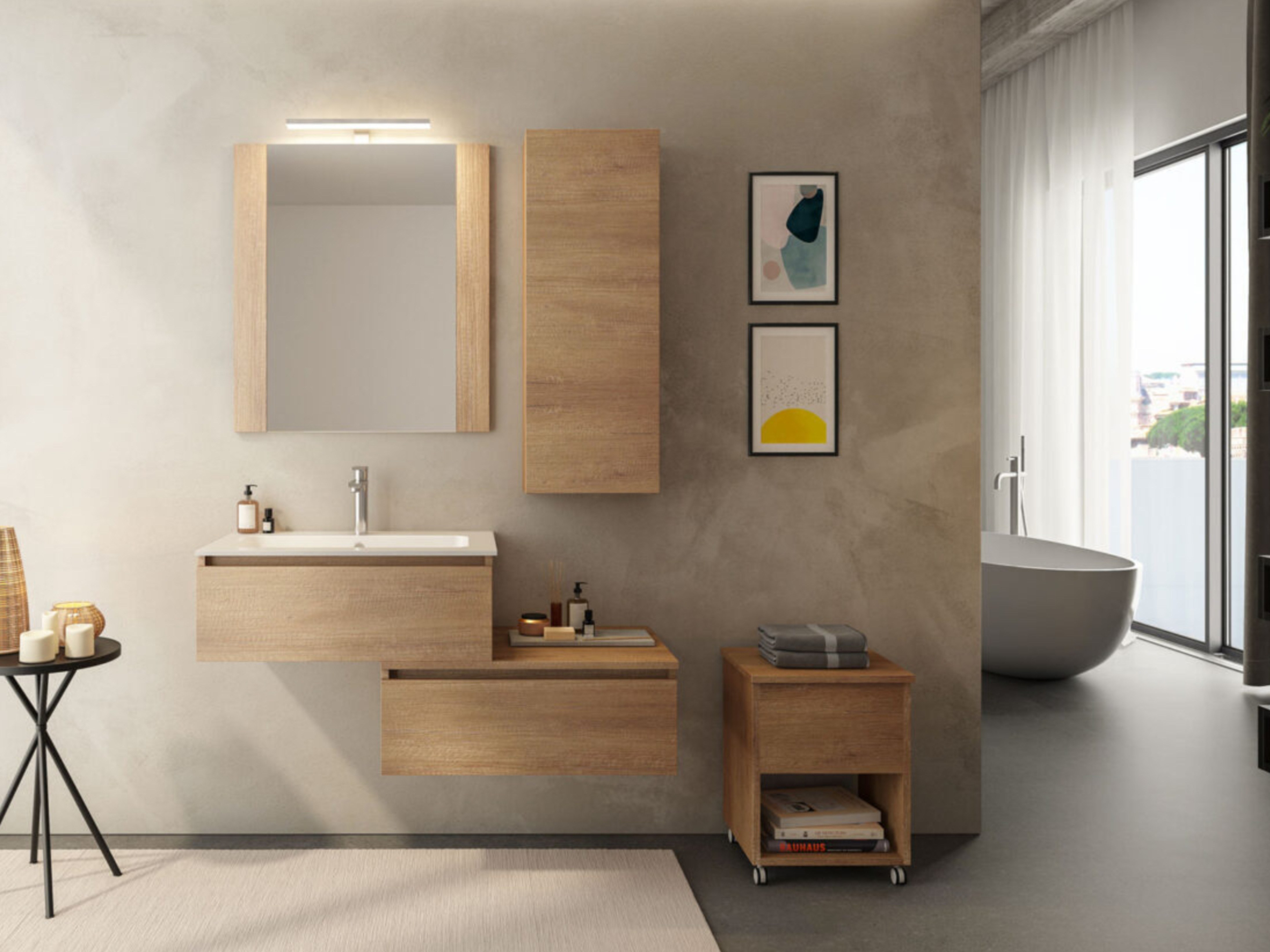 Mobile lavabo componibile sospeso in legno URBAN COMPONIBILE 01 ...