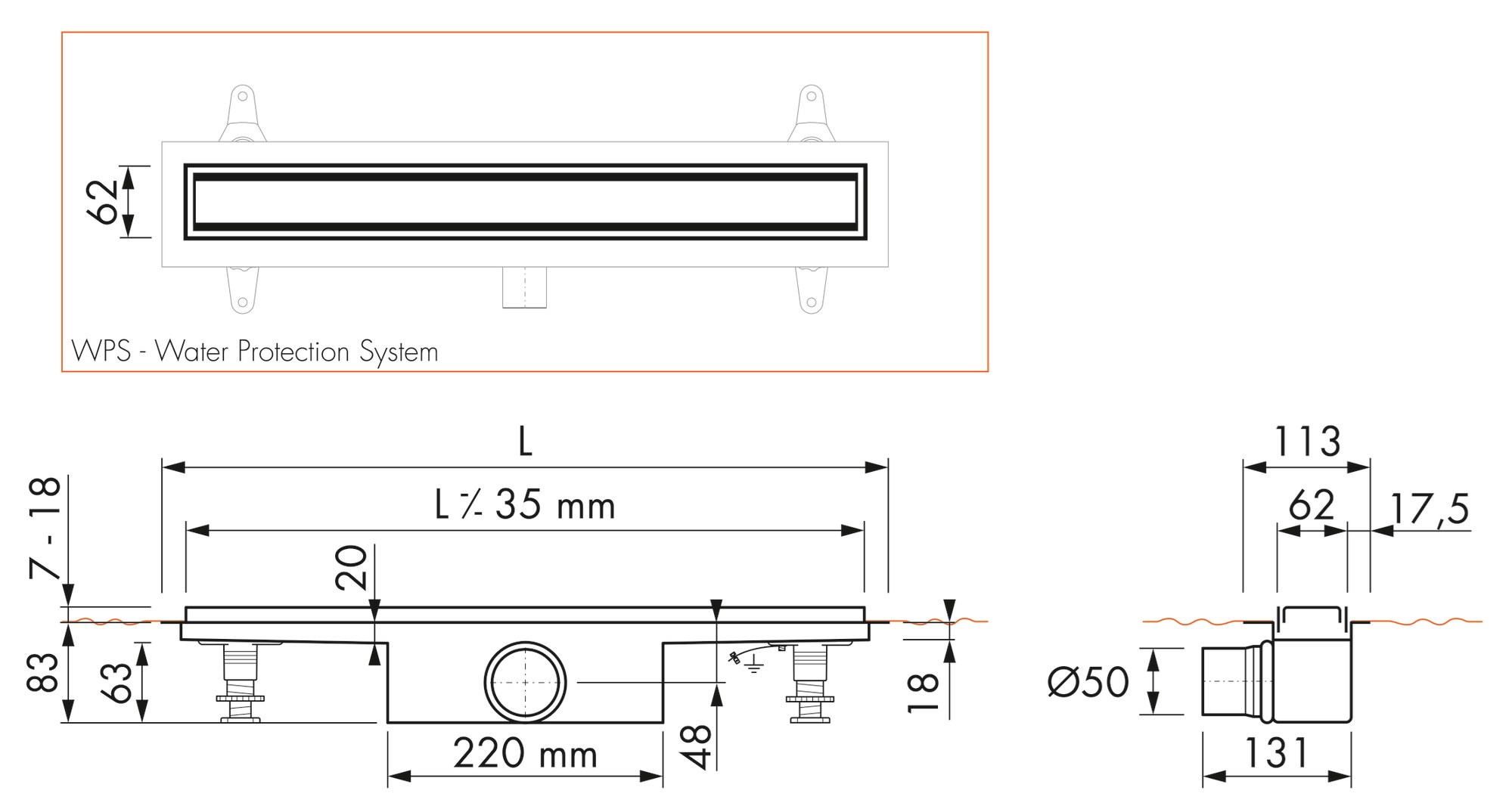 MODULO TAF Stainless steel shower channel By ESS Easy Drain