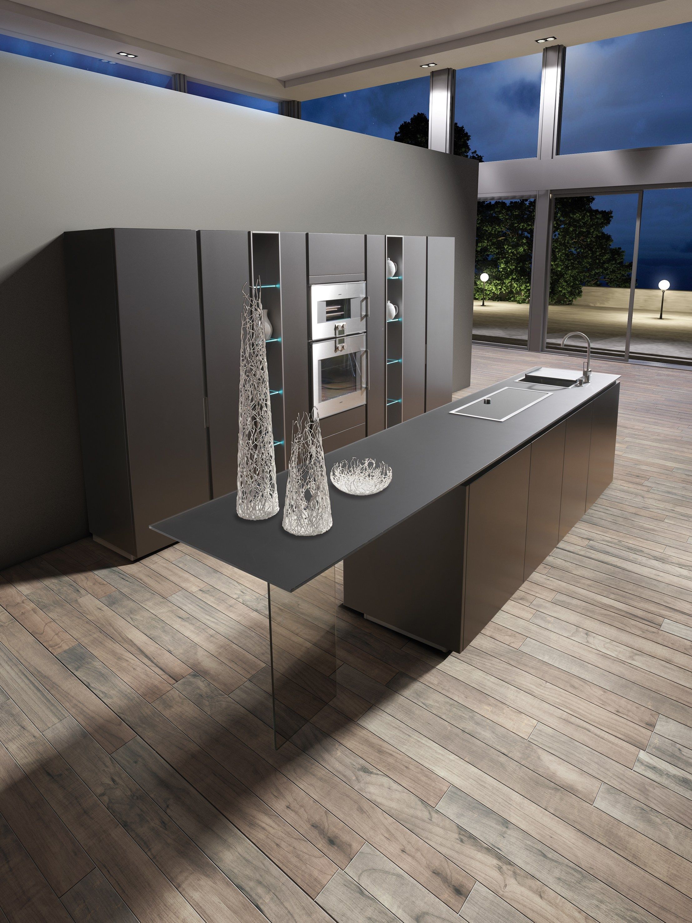 Lacquered wooden fitted kitchen MONFORTE By SCIC