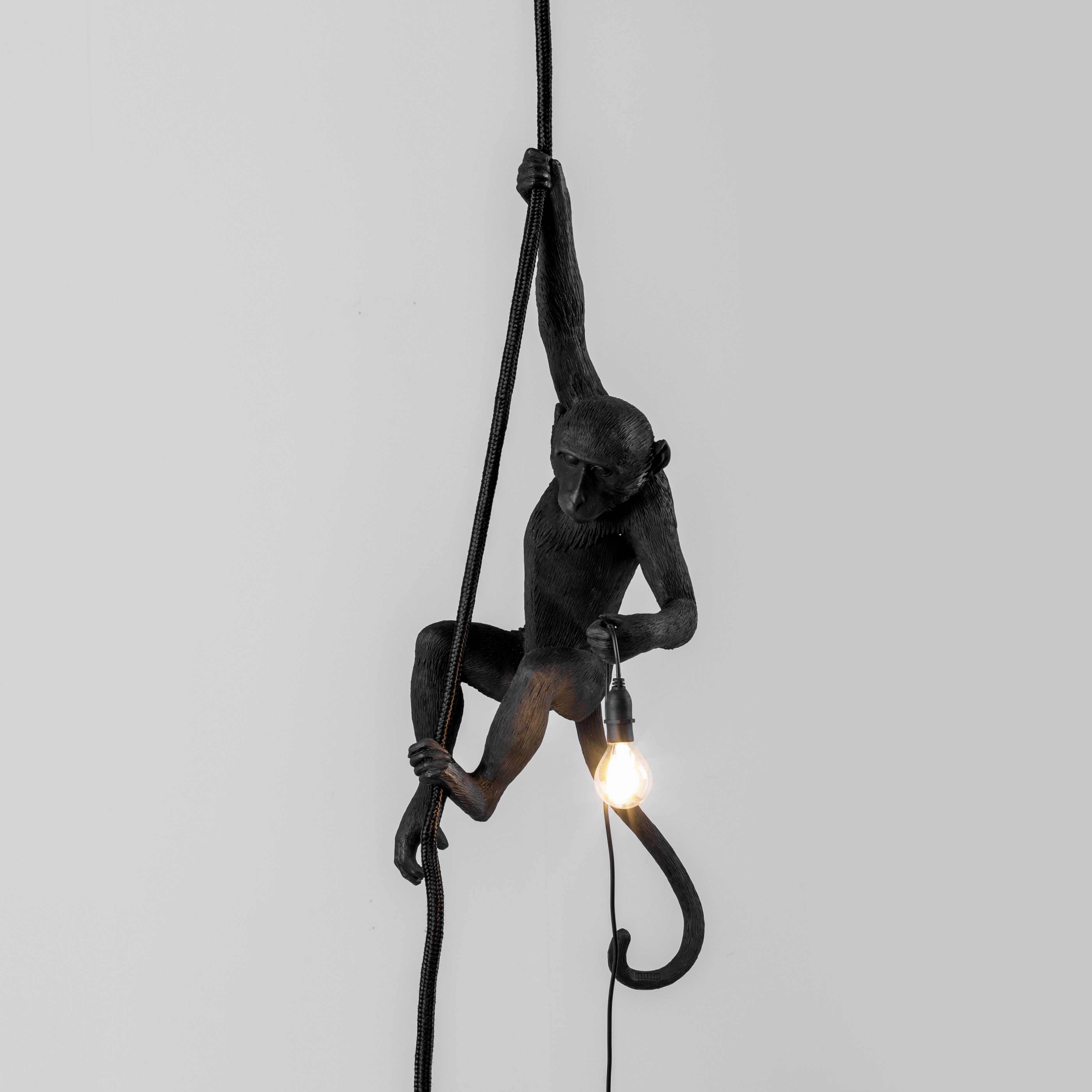 THE MONKEY LAMP BLACK CEILING Pendant lamp By Seletti | design Marcantonio