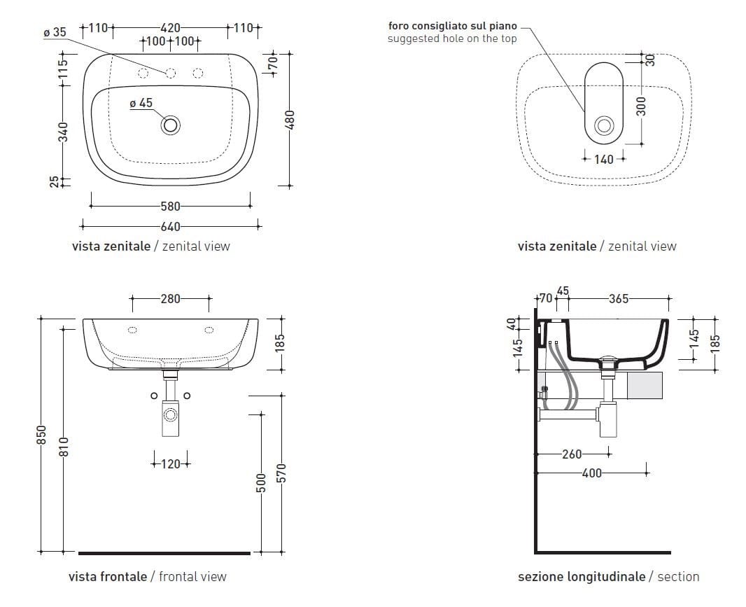 MONO' | Lave-mains suspendu By CERAMICA FLAMINIA design Patrick Norguet
